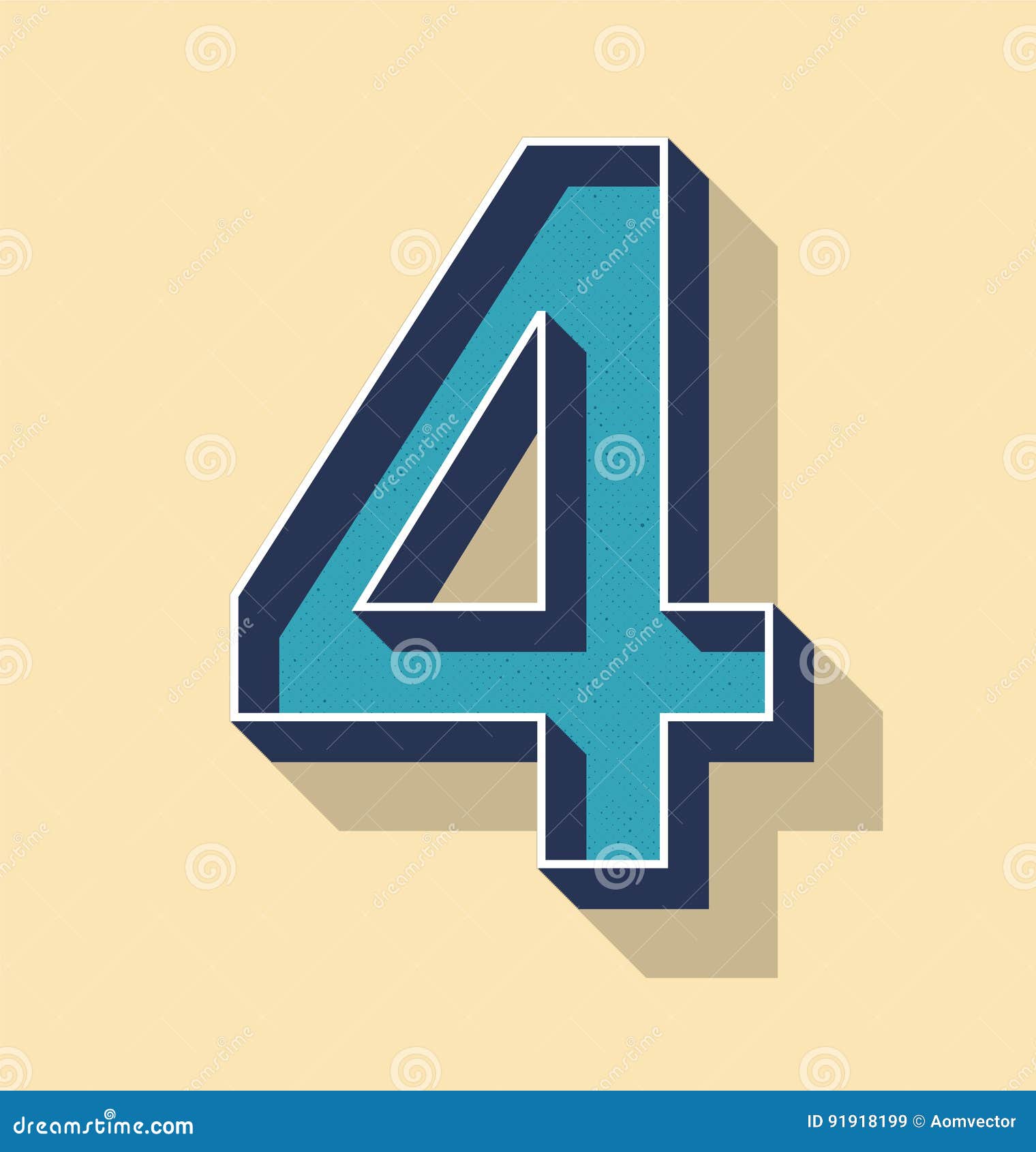 Letter 4 Retro Vector Text Style, Fonts Concept Stock Vector ...