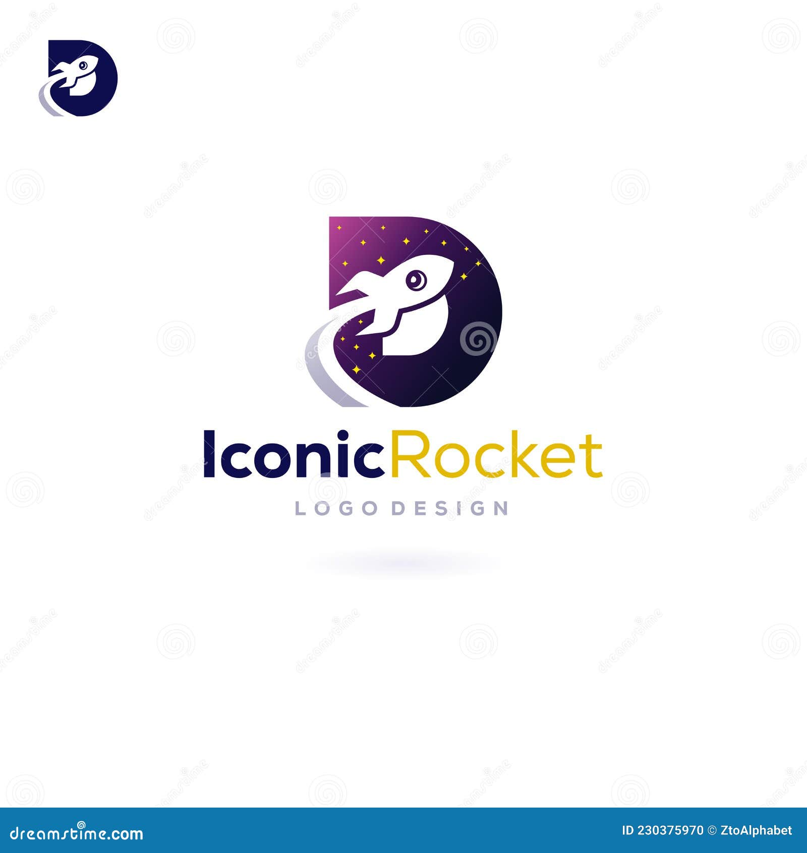 Letter D Rocket Logo Spaceship Launch into Space Stock Vector ...