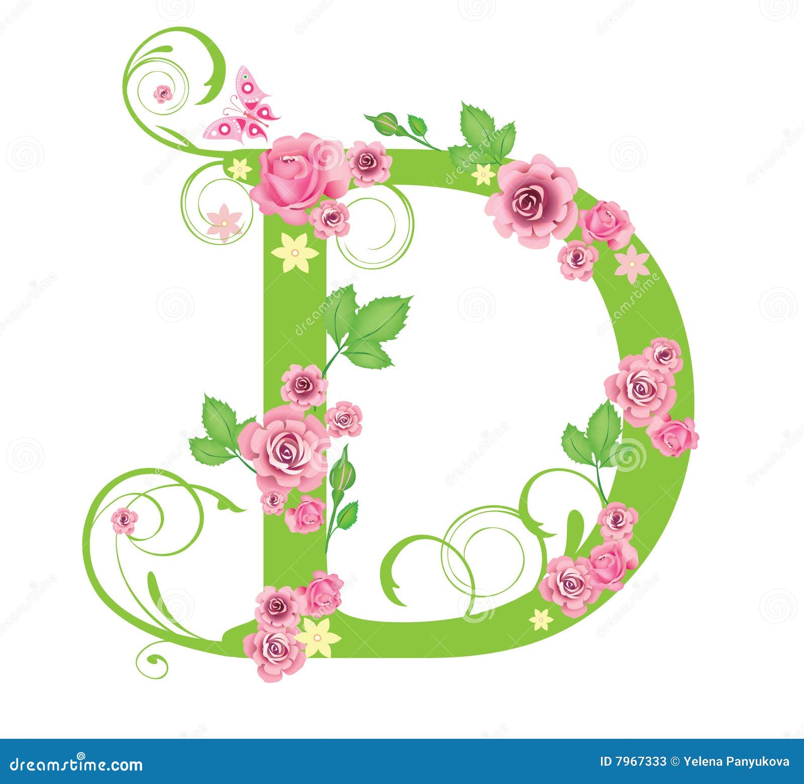 Letter with roses stock vector. Illustration of decoration - 7967333