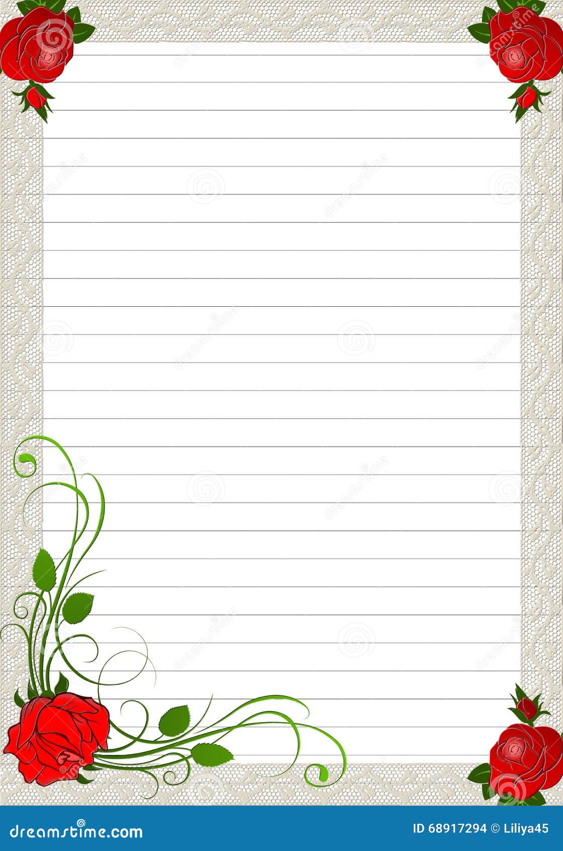 Letter with Roses and Lace . Stock Illustration - Illustration of ...