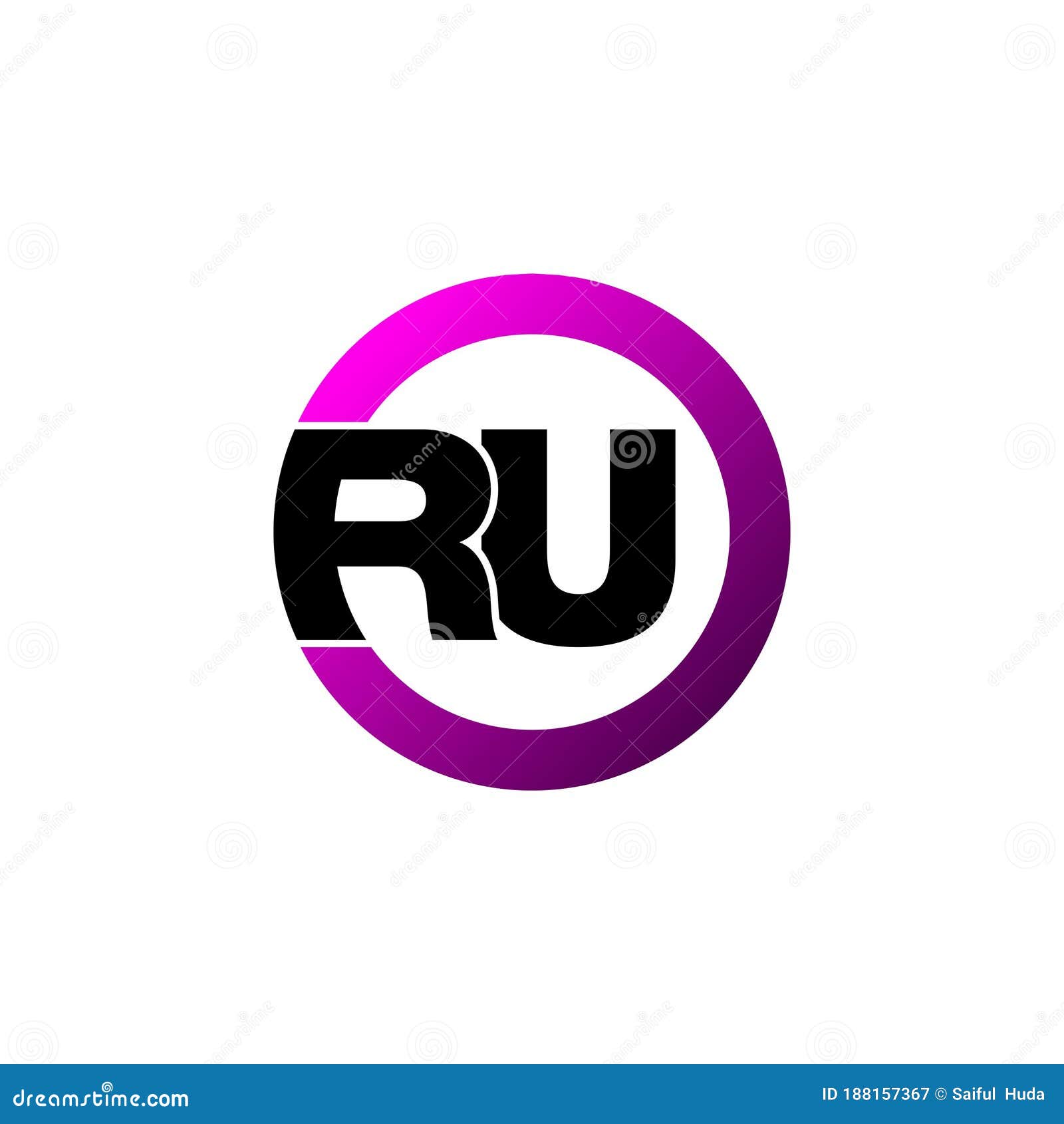 Letter RU Circle Monogram Logo Icon Design Vector. Stock Vector ...