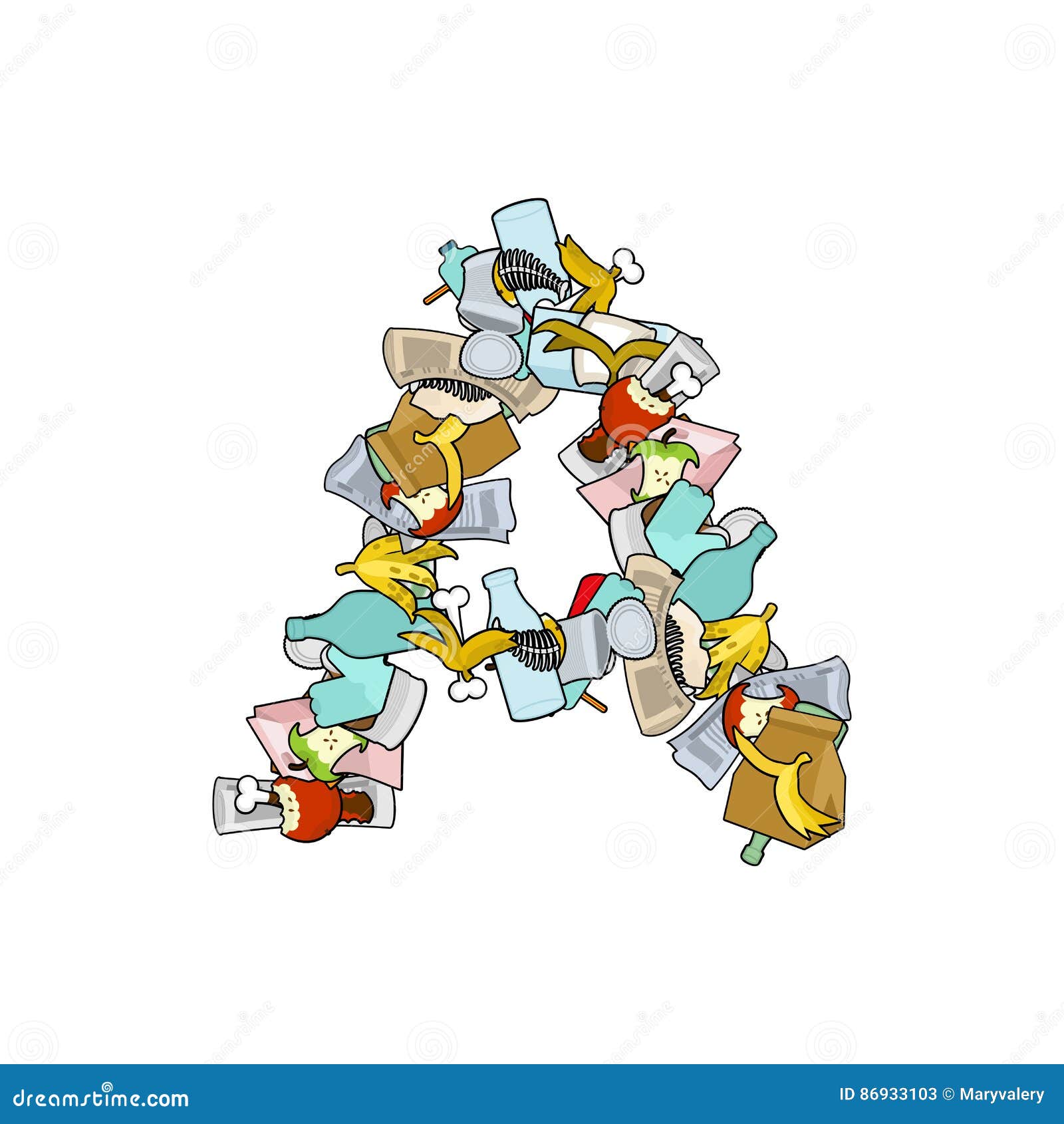 Letter a Rubbish. Trash Font. Garbage Alphabet Stock Vector ...