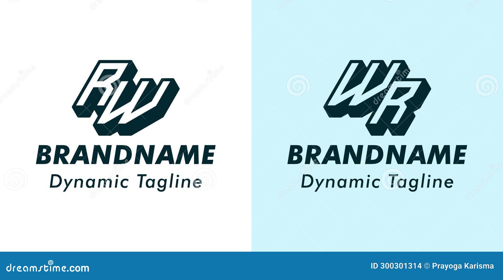 Letter RW and WR 3D Monogram Logo. Suitable for Business with RW or WR ...