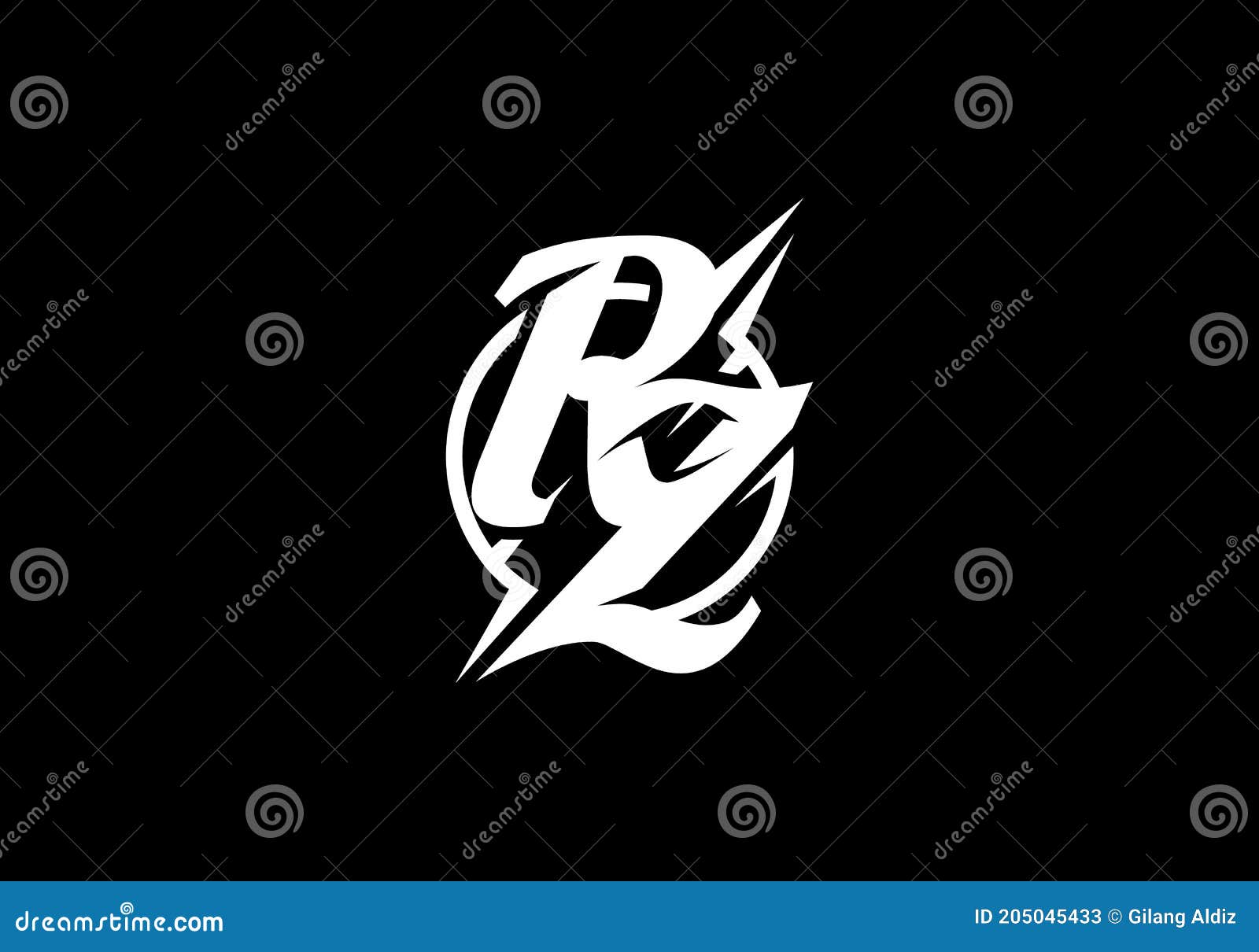 Letter RZ Monogram Logo stock vector. Illustration of graphic - 205045433