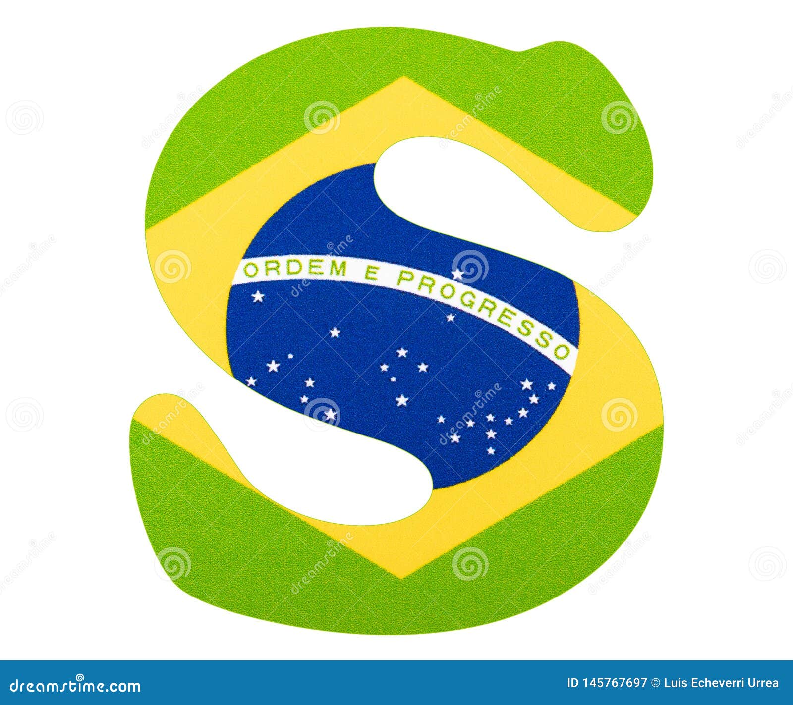 Letter S of the Alphabet - Flag of Brazil. White Background Stock ...