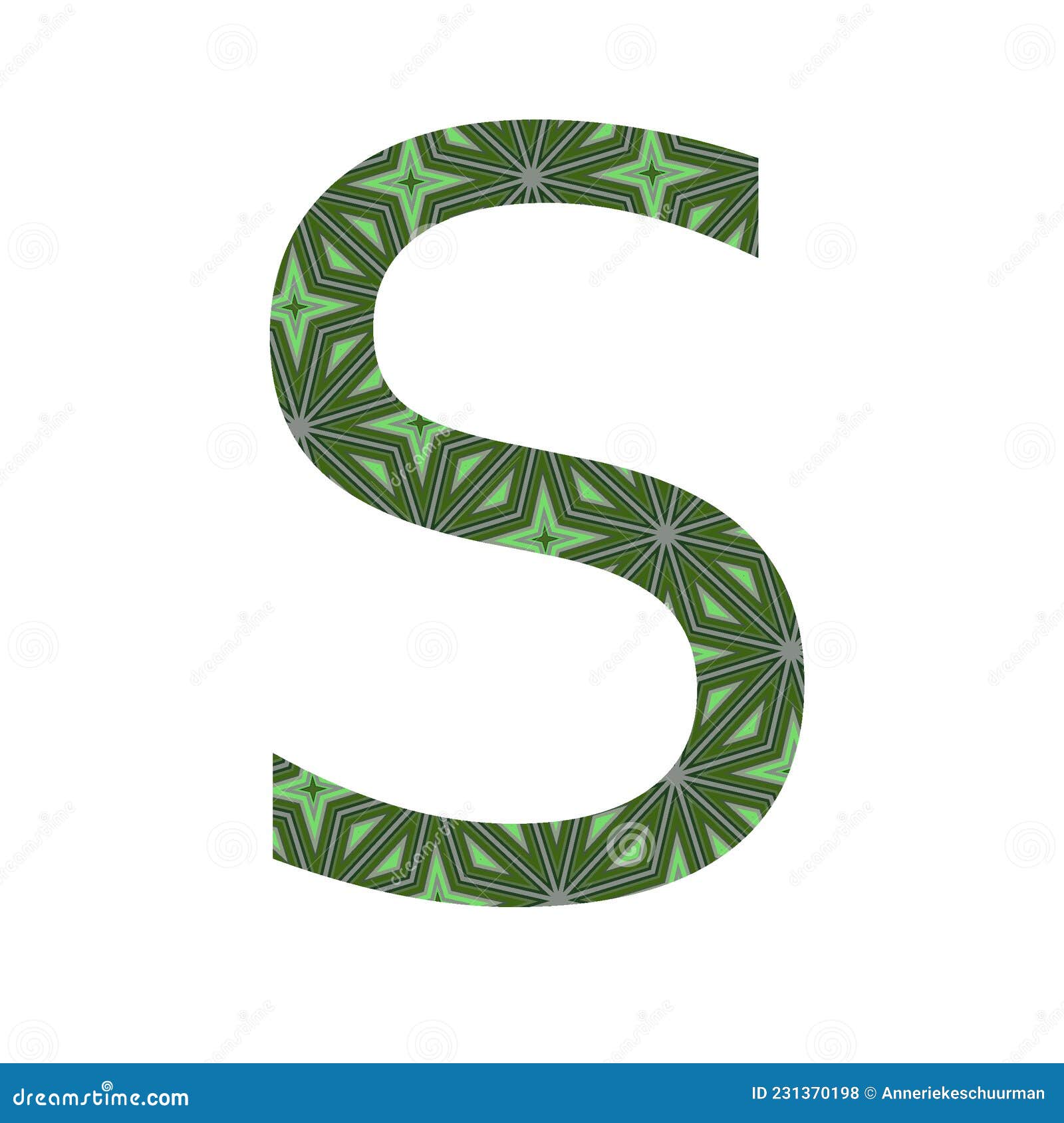 Letter S of the Alphabet Made with a Pattern of Green Stars Stock ...