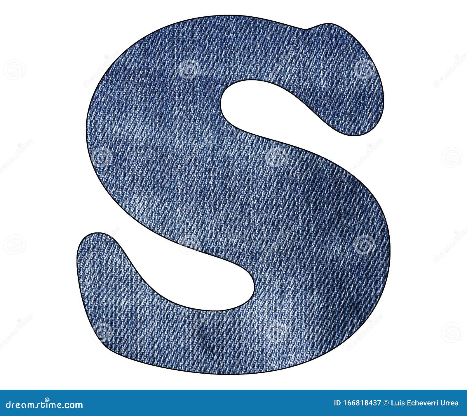 Letter S of the Alphabet - Texture Details of Denim Blue Jeans. White ...