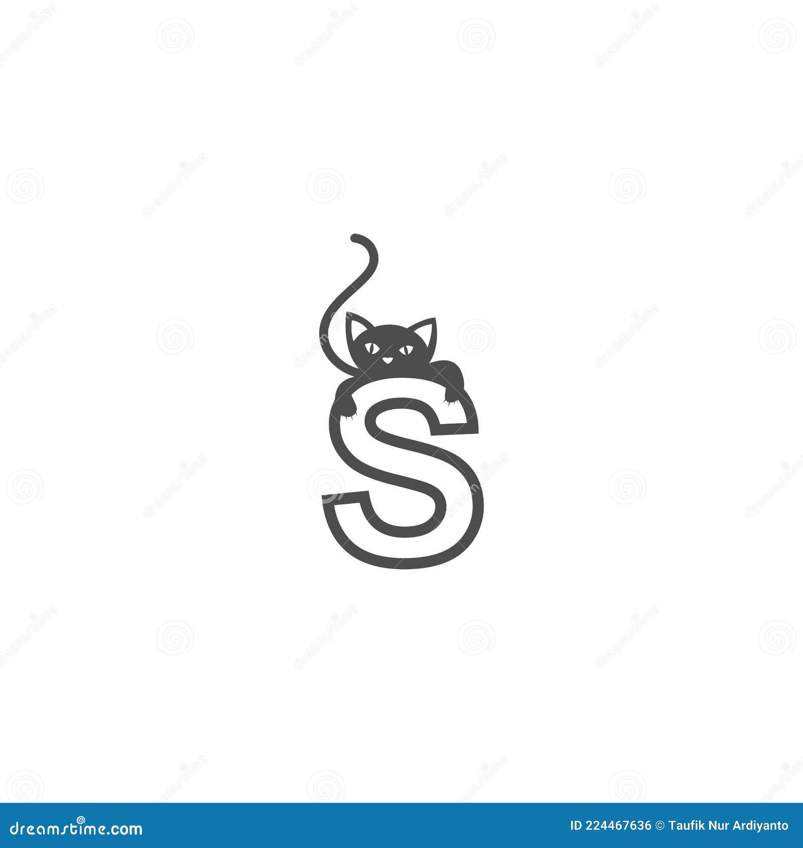 Letter S with Black Cat Icon Logo Design Template Stock Illustration ...
