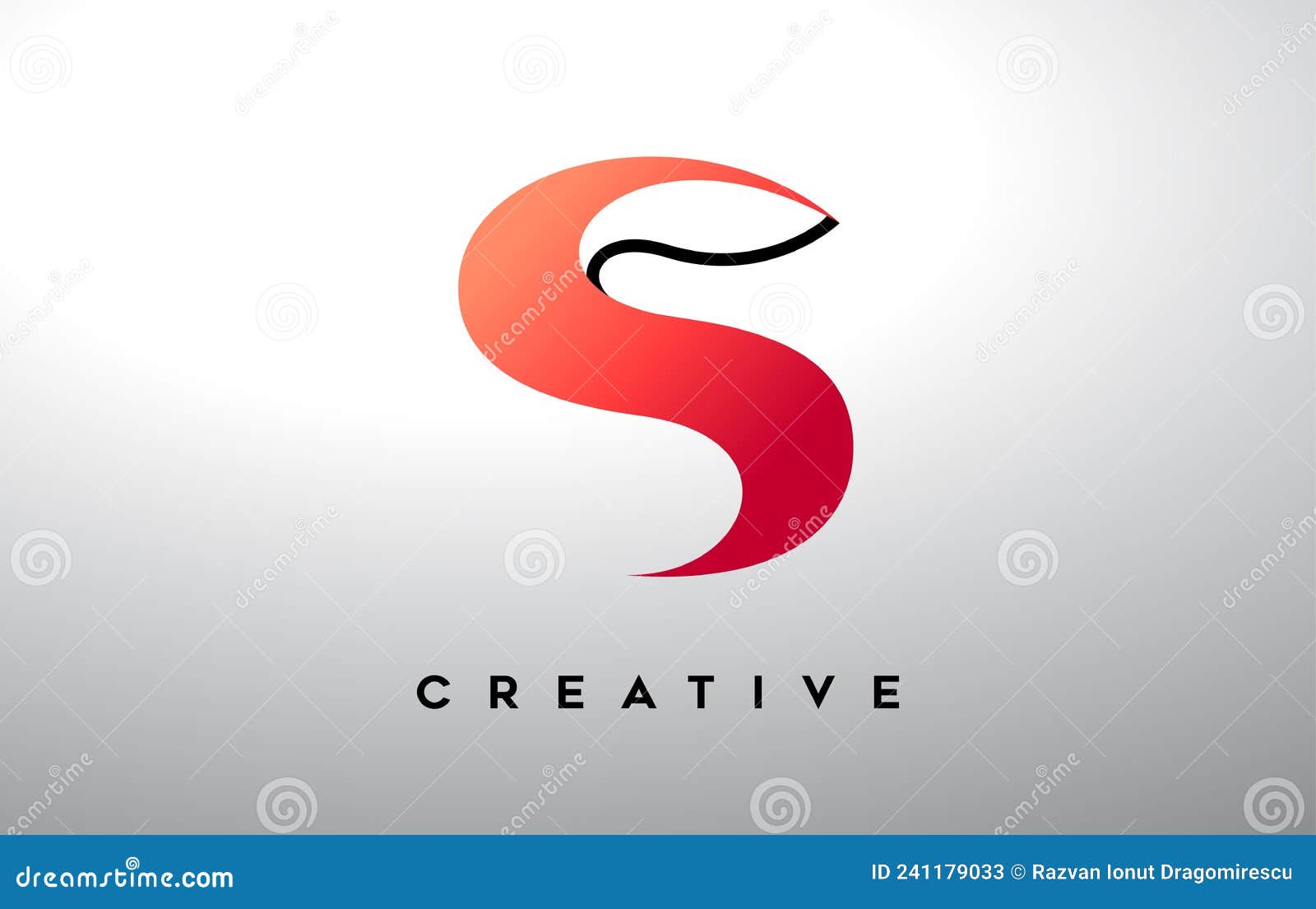 Letter S with Black Outline and Red Gradient Colors. Creative Modern ...