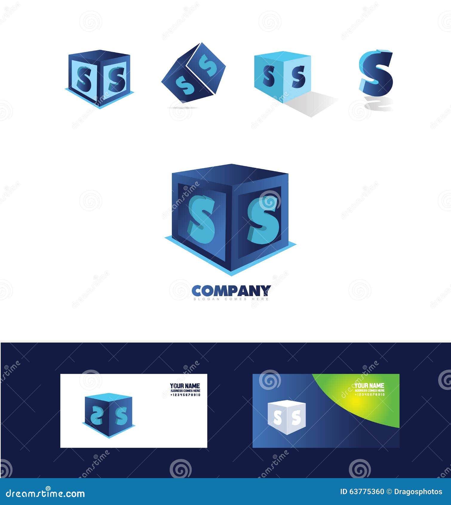 Letter S Blue Cube Logo Icon Stock Vector - Illustration of logotype ...