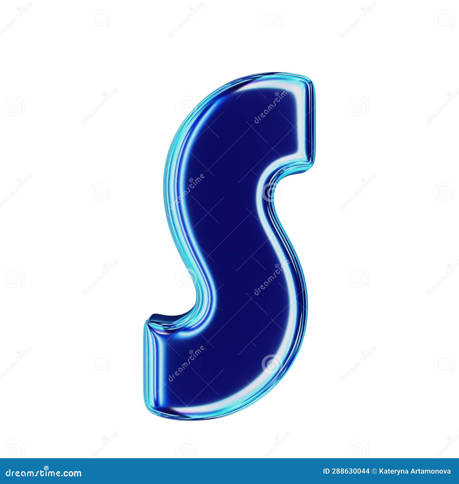 Letter S Blue Metallic. Isolated on White Background Stock Illustration ...