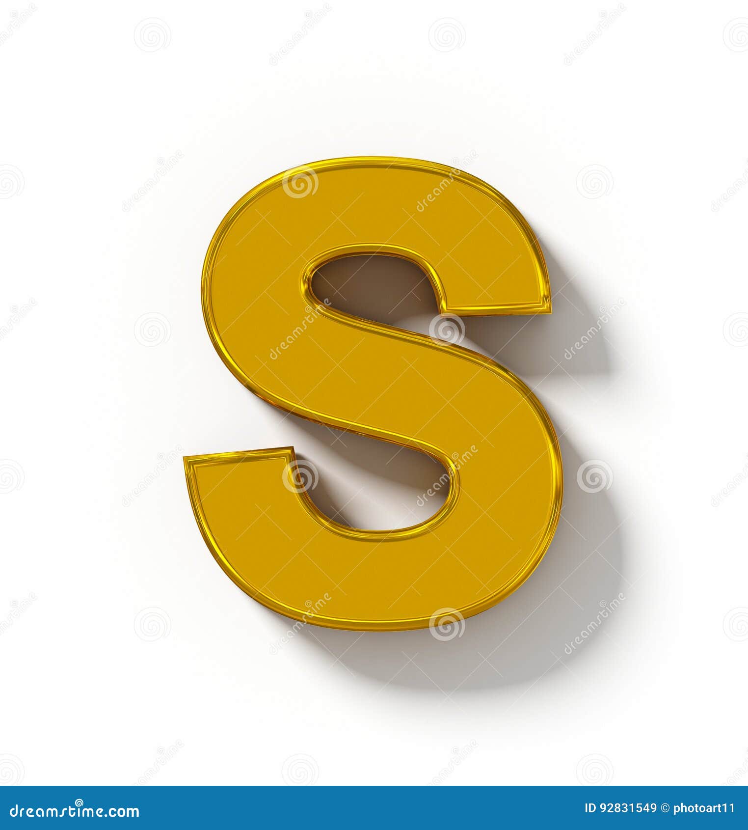 Letter S 3D Golden Isolated on White with Shadow - Orthogonal Pr Stock ...