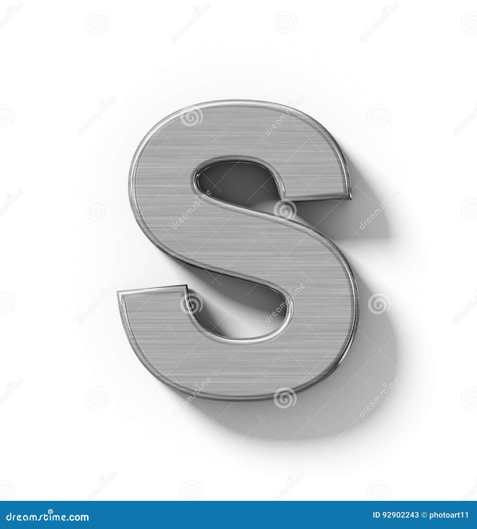 Letter S 3D Metal Isolated on White with Shadow - Orthogonal Pro Stock ...