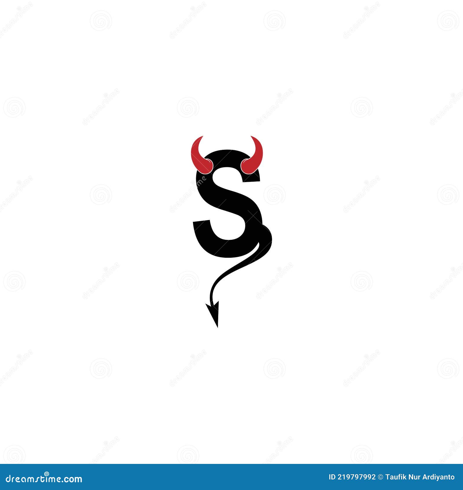 Letter S with Devil`s Horns and Tail Icon Logo Design Vector Stock ...