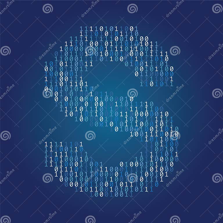 Letter S Font Made from Binary Code Digits on a Dark Blue Background ...
