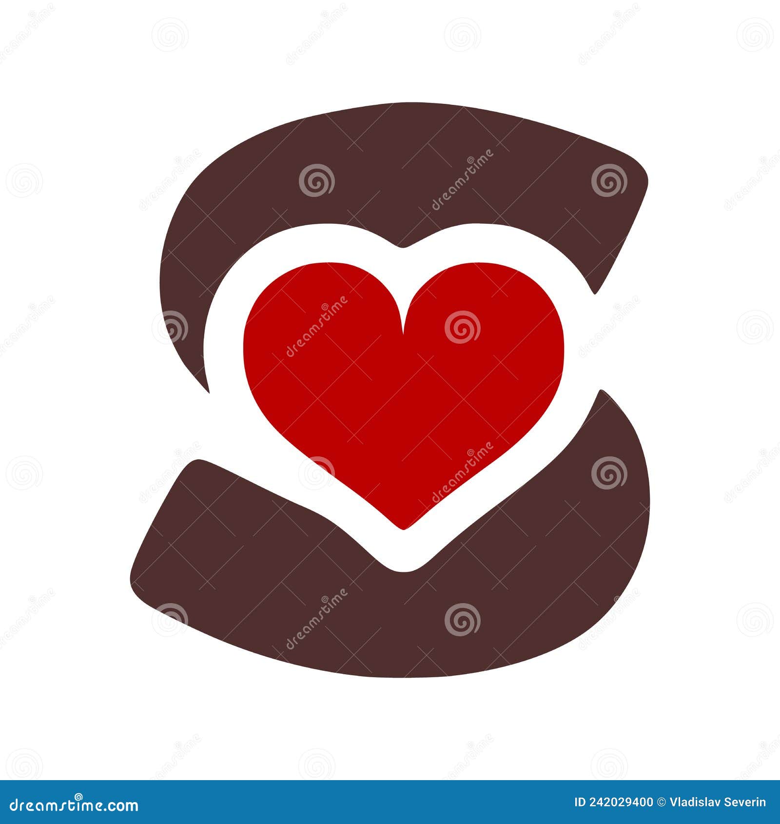 Letter s with heart symbol stock vector. Illustration of letter - 242029400