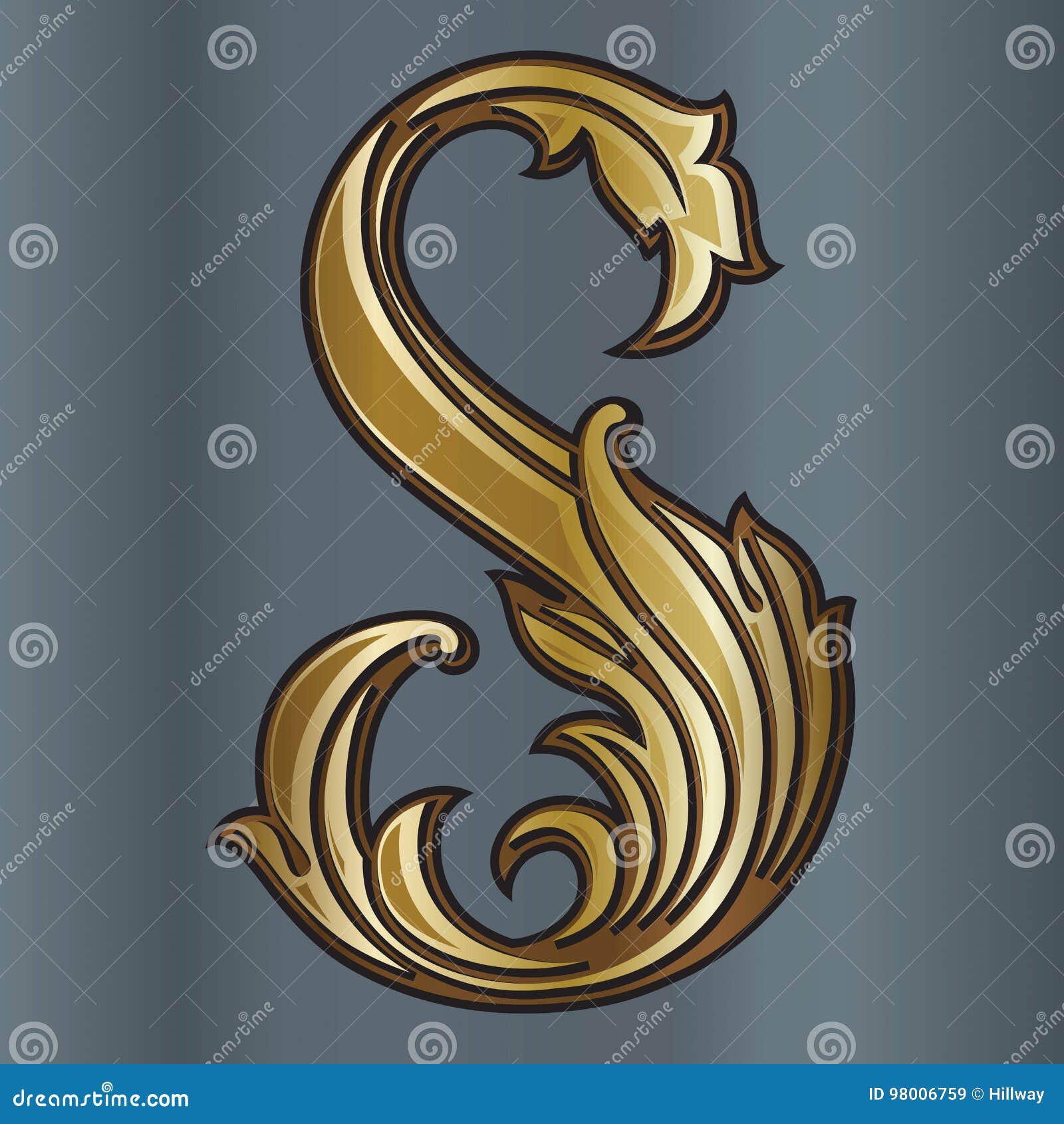 Letter S heraldic monogram stock vector. Illustration of vintage - 98006759