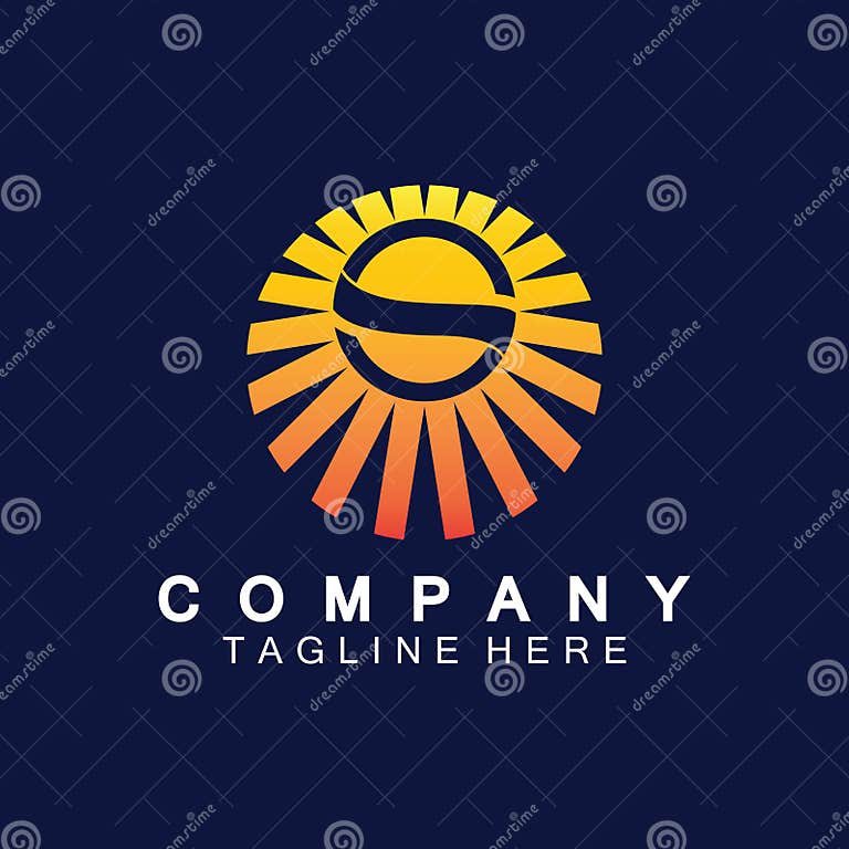 Letter S Icon with Sun Rays for Sun Logo Vector Design Template Stock ...