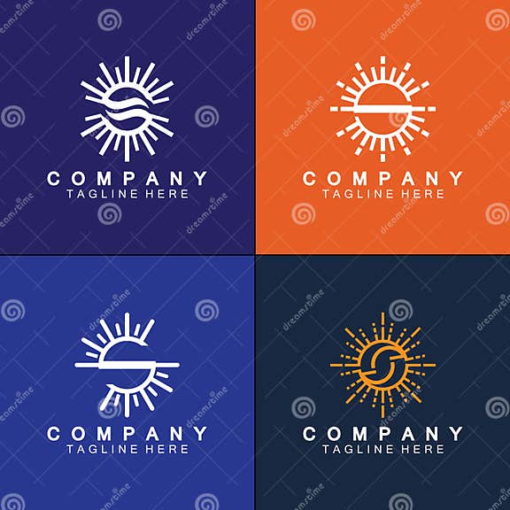 Letter S Icon with Sun Rays for Sun Logo Vector Design Template Stock ...