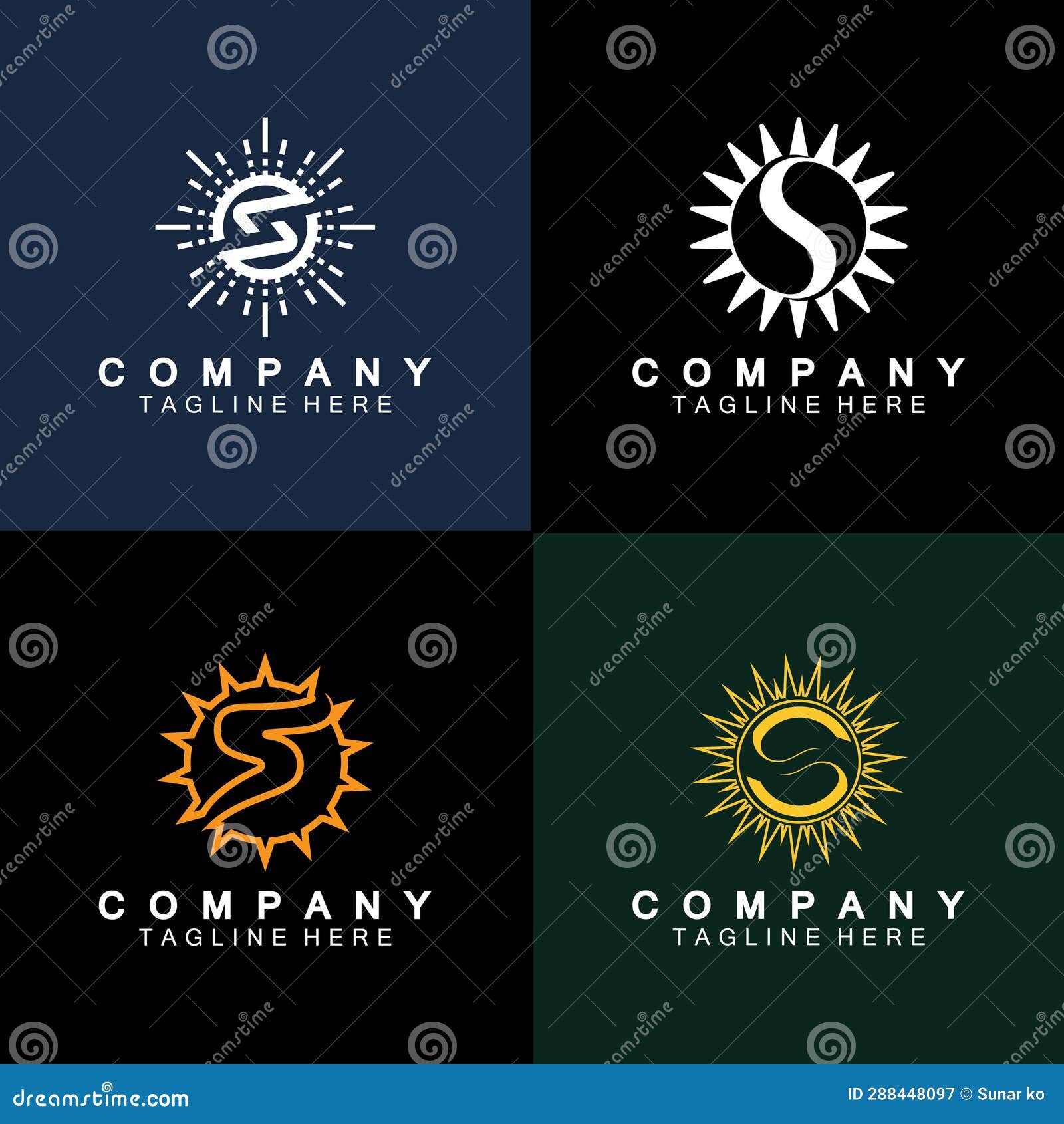 Letter S Icon with Sun Rays for Sun Logo Vector Design Template Stock ...