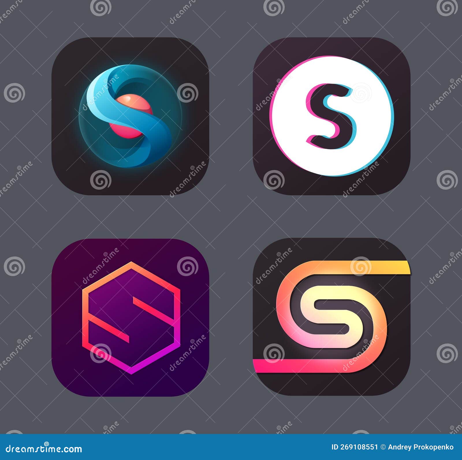 Letter S icons and logo stock vector. Illustration of button - 269108551