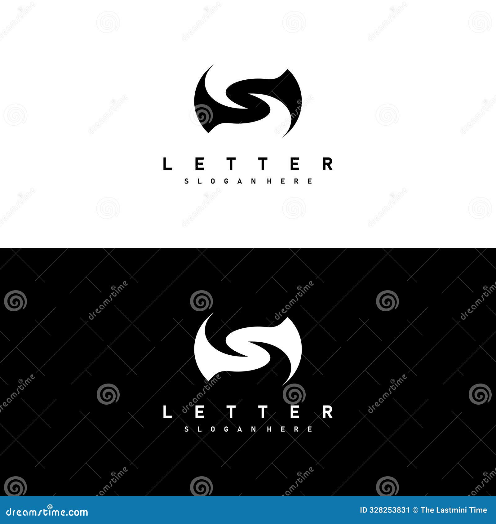 Letter S Initial Black and White Vector Stock Vector - Illustration of ...