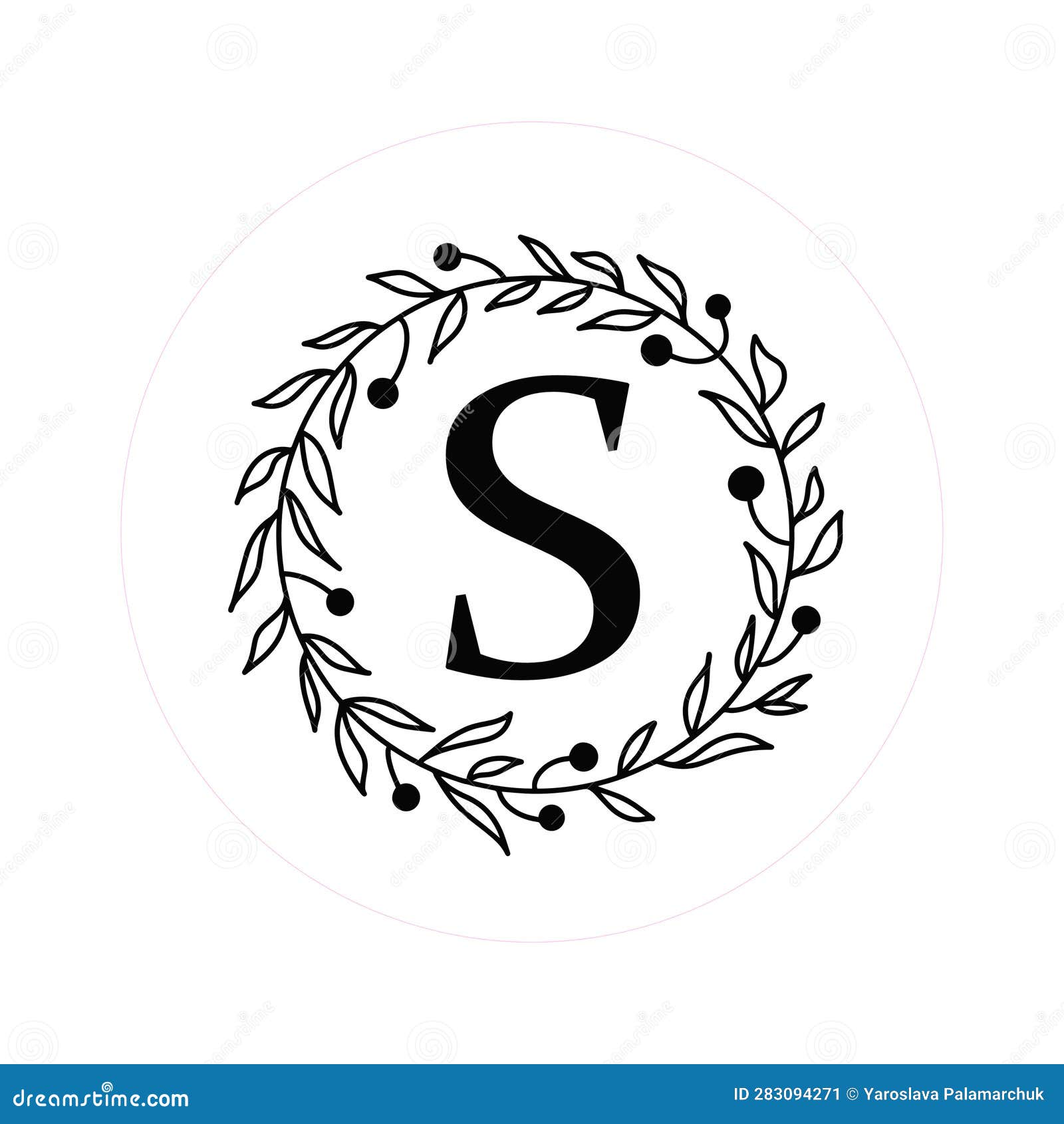 Letter "S" Initials with Round Floral Frames, Vector Monogram Logo ...