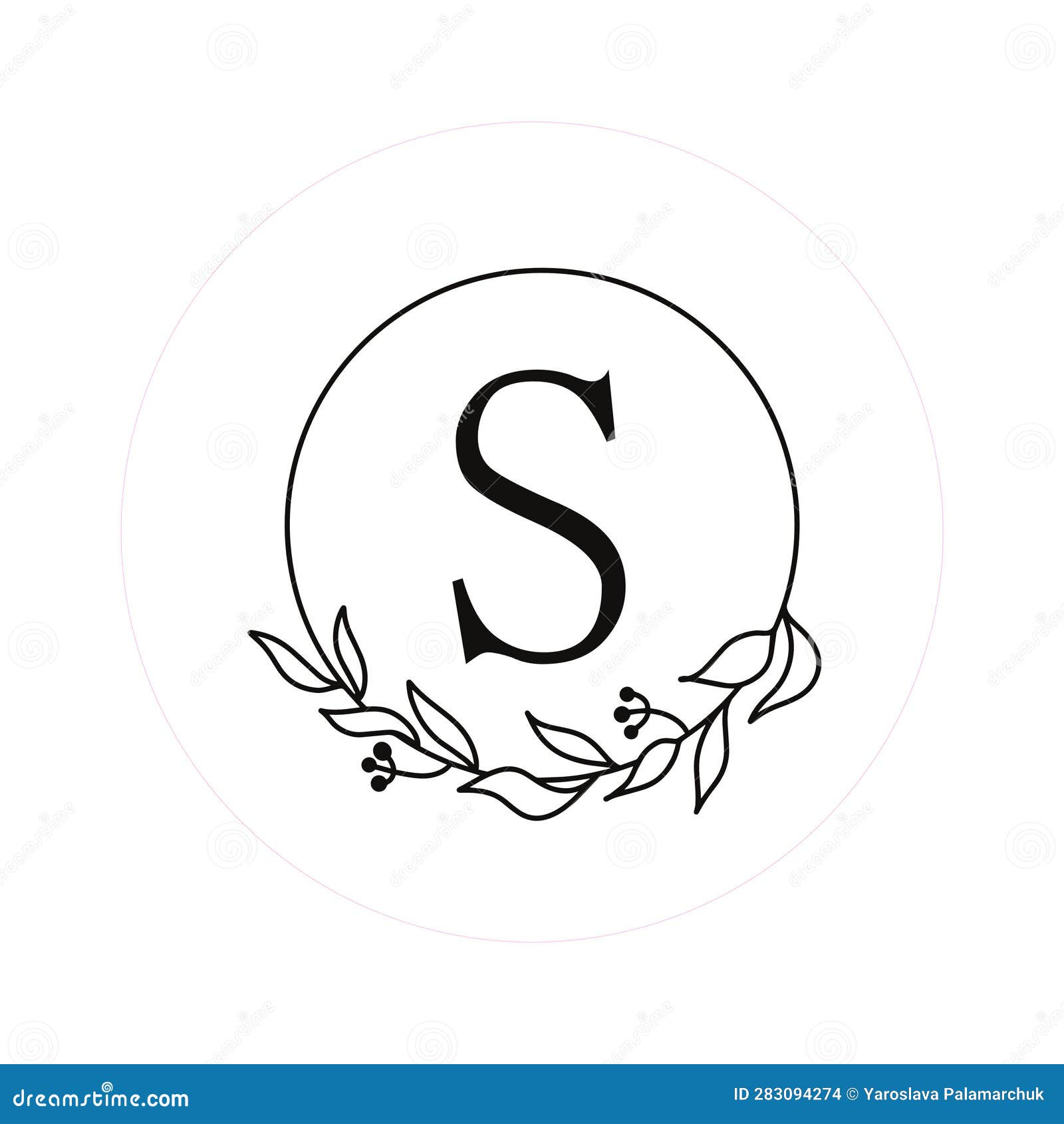 Letter "S" Initials with Round Floral Frames, Vector Monogram Logo ...
