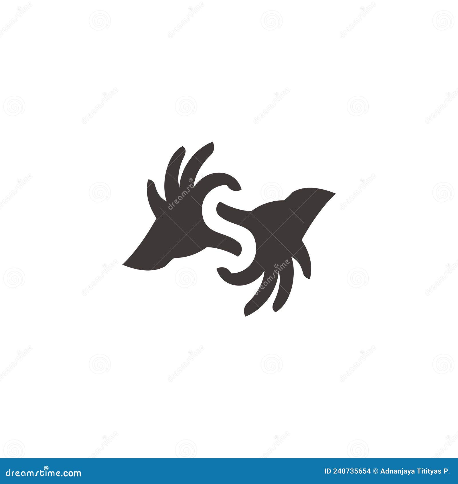 Letter S Linked Hand Silhouette Helping Symbol Vector Stock Vector ...