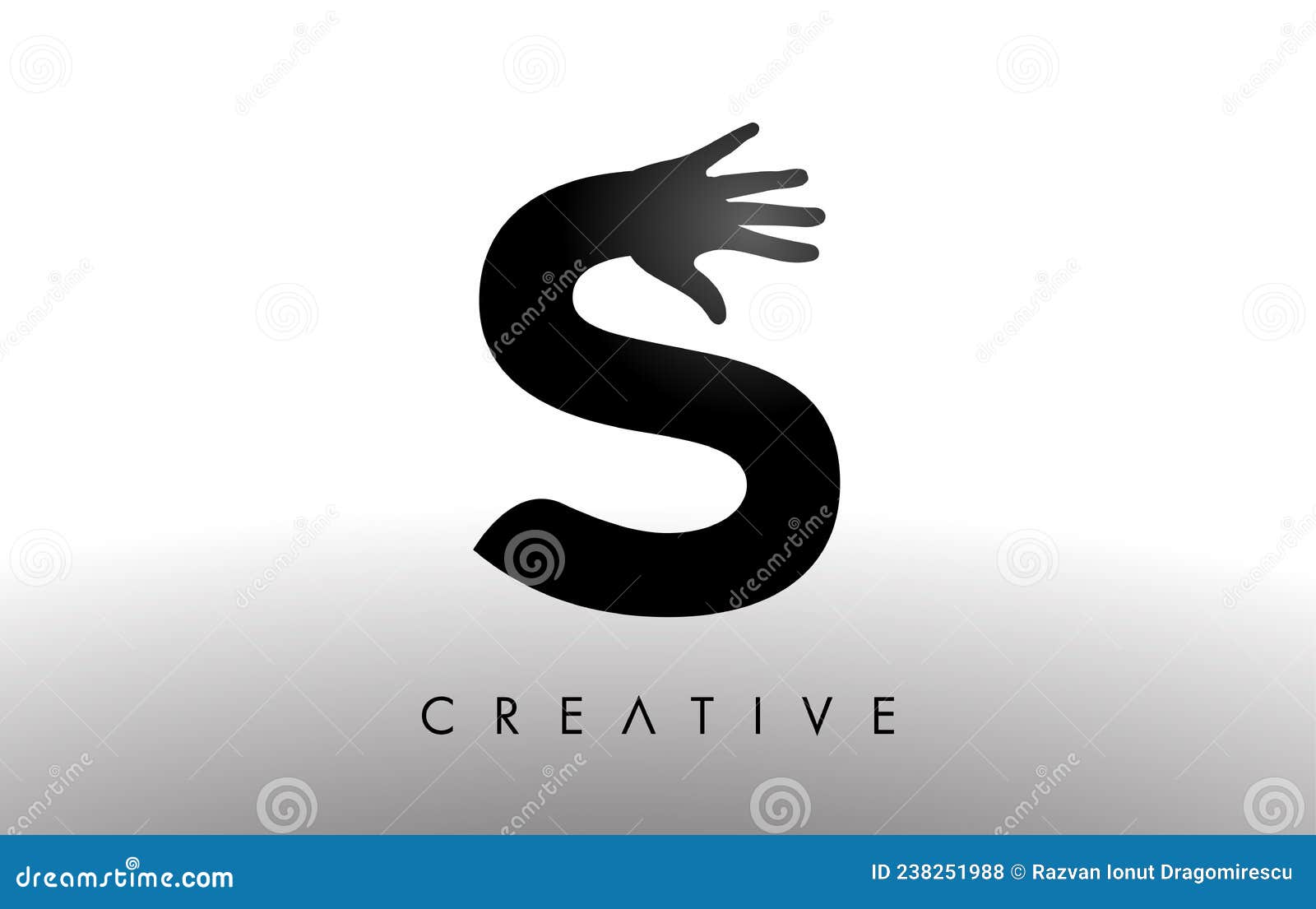 Letter S Logo with Hand Silhouette Vector Icon Illustration. Creative ...
