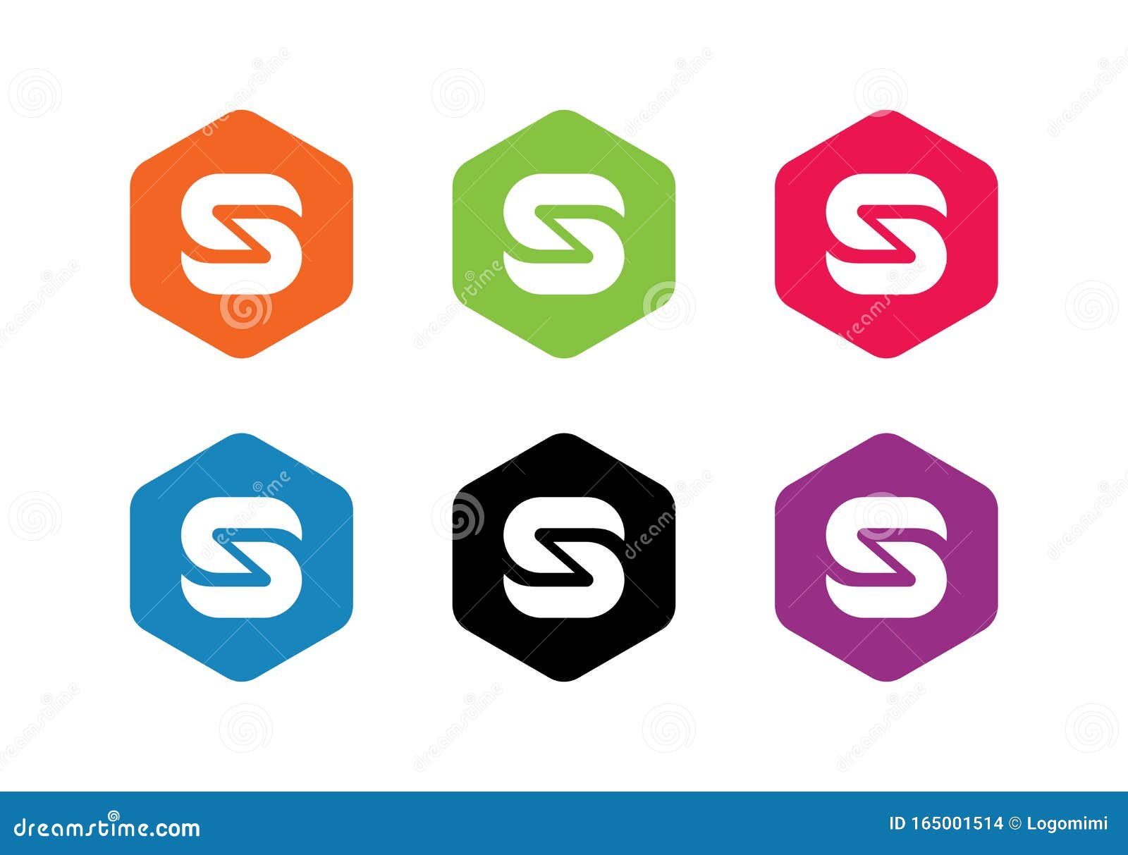 Letter S Logo Template, Hexagonal Initial S Icon Set - Vector Stock ...