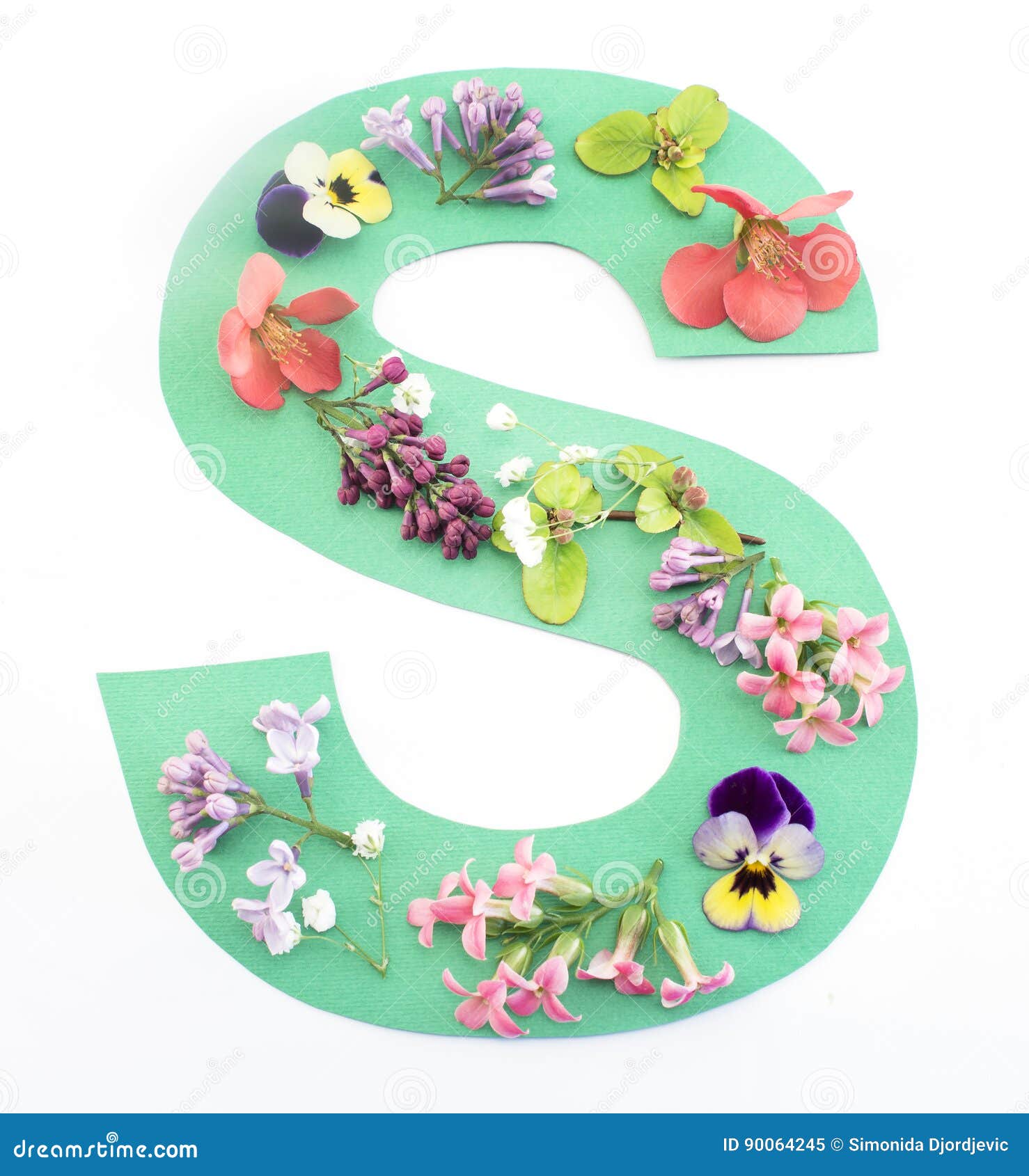 Letter S Made of Spring Flowers and Paper Stock Image - Image of symbol ...