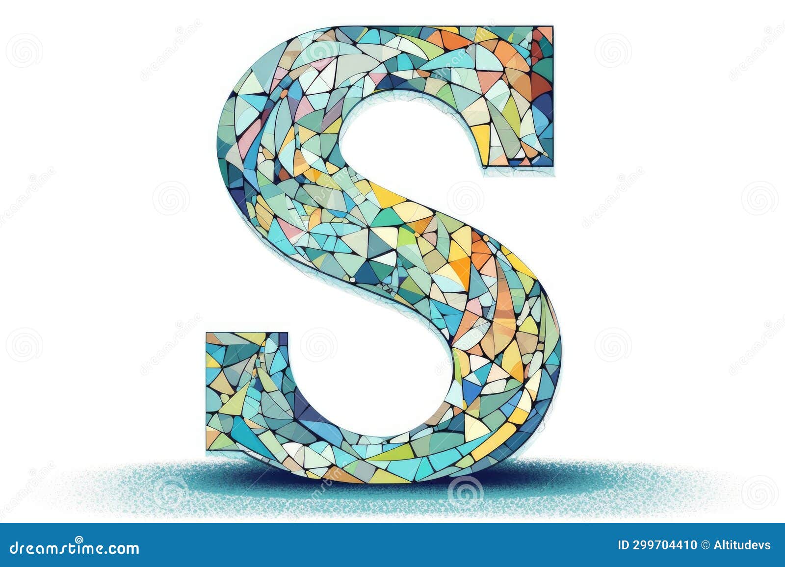 Letter S, Mosaic Style, on White Background Stock Illustration ...