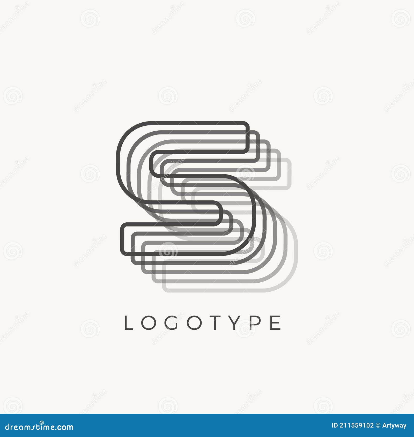 Letter S of Outline Stripes, Blend Effect Letter for Monogram and Logo ...