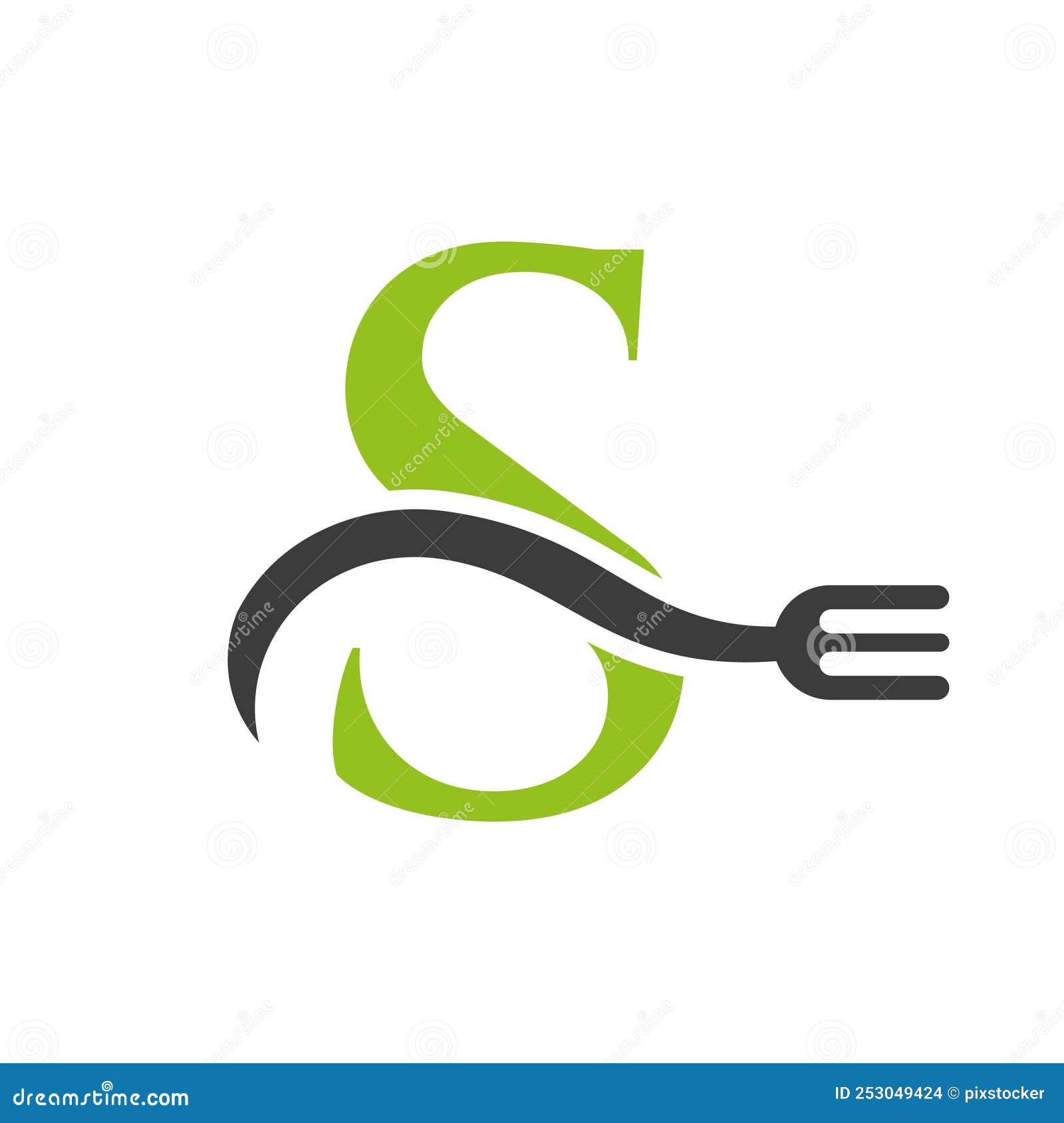 Letter S Restaurant Logo Concept with Fork Vector Template Stock Vector ...