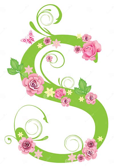 Letter S with roses stock vector. Illustration of wedding - 7967454