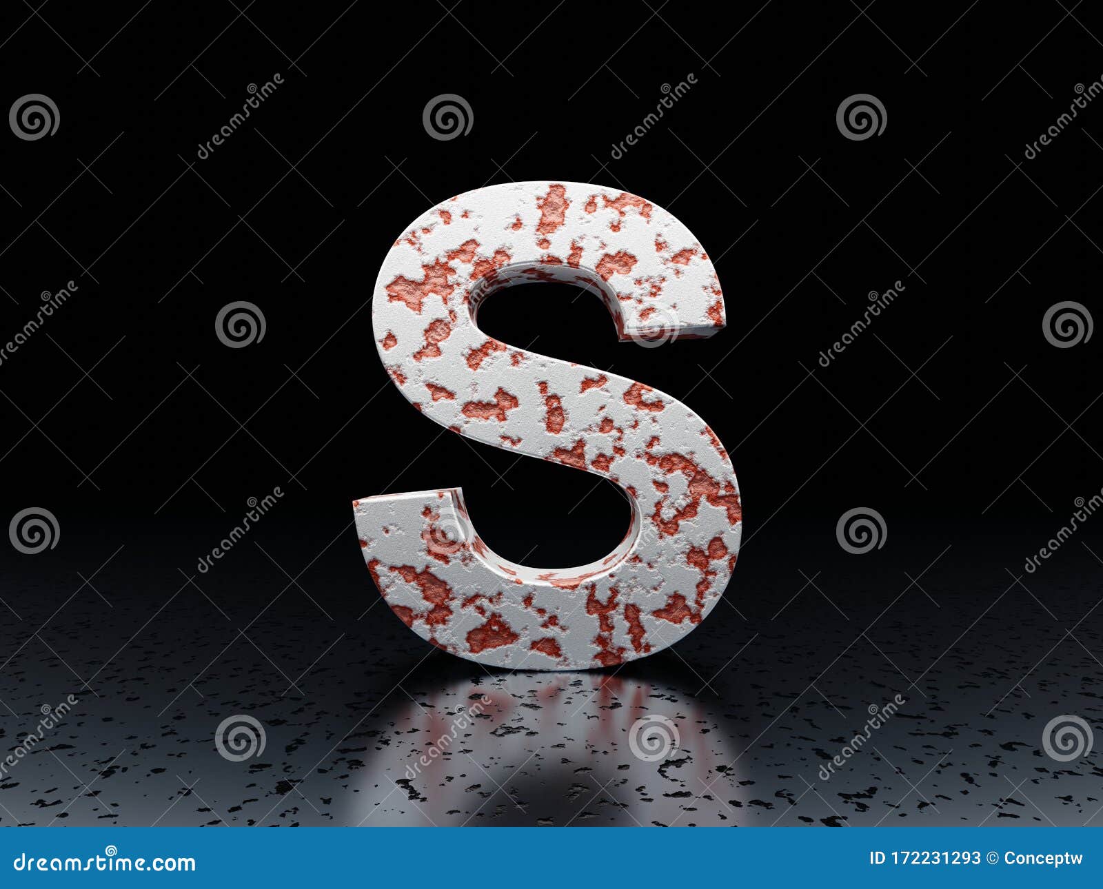 Letter S, Rusty Alphabet Symbol Font Series on Black Stock Illustration ...