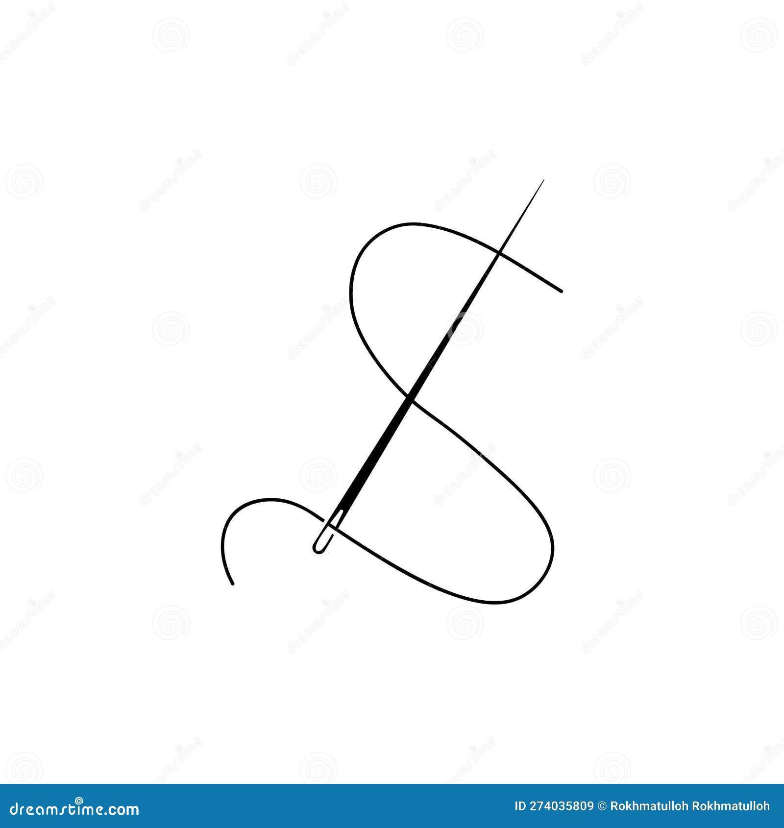 Letter S Sewing Needle Logo Design Art Vector Line Illustration Stock ...
