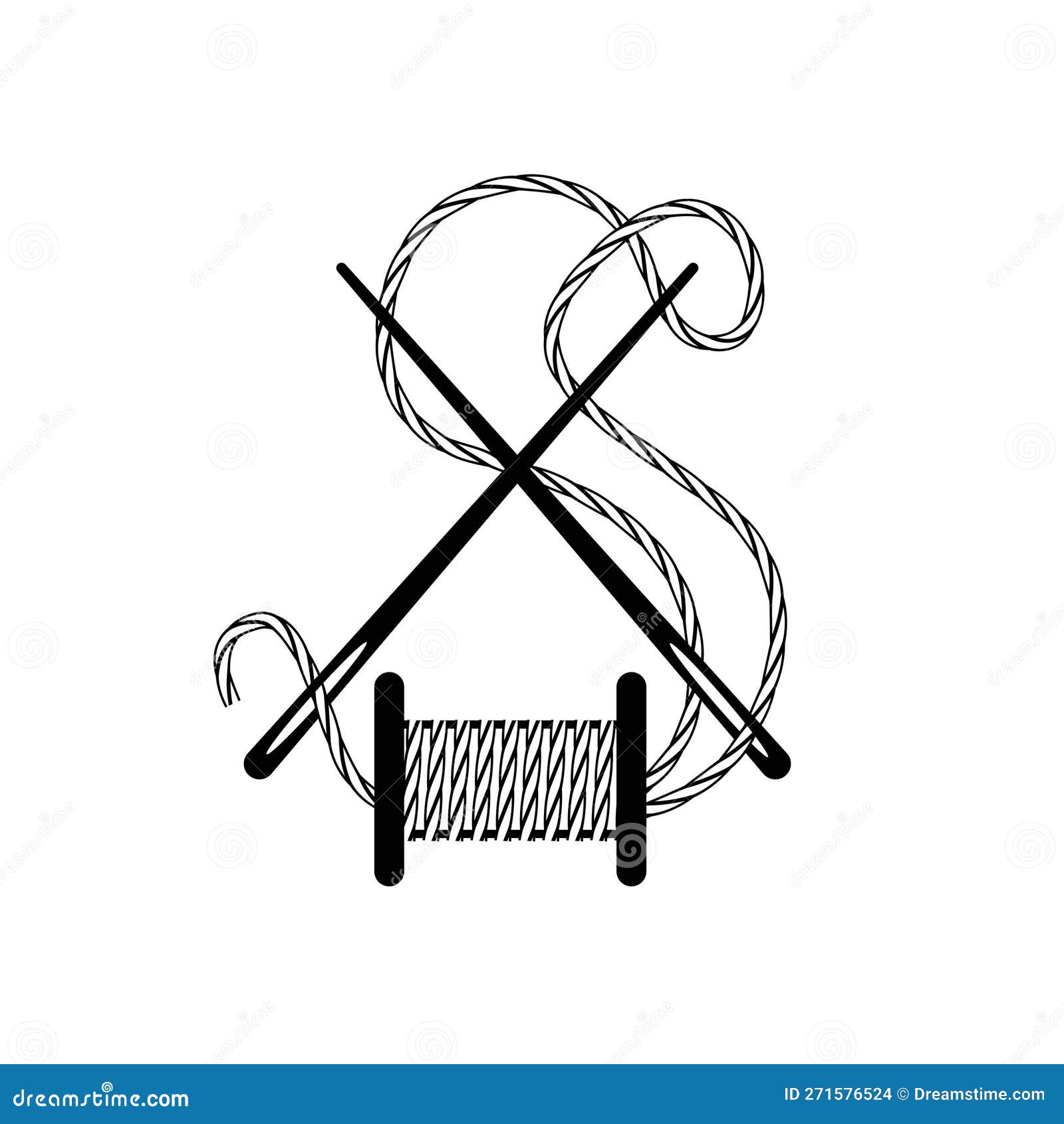 Letter S Shaped Thread ,needles and Bobbin , Neadle Cross Vector ...