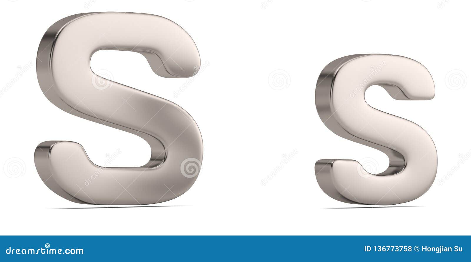 Letter S from Steel Solid Alphabet Isolated on White Background. 3D ...