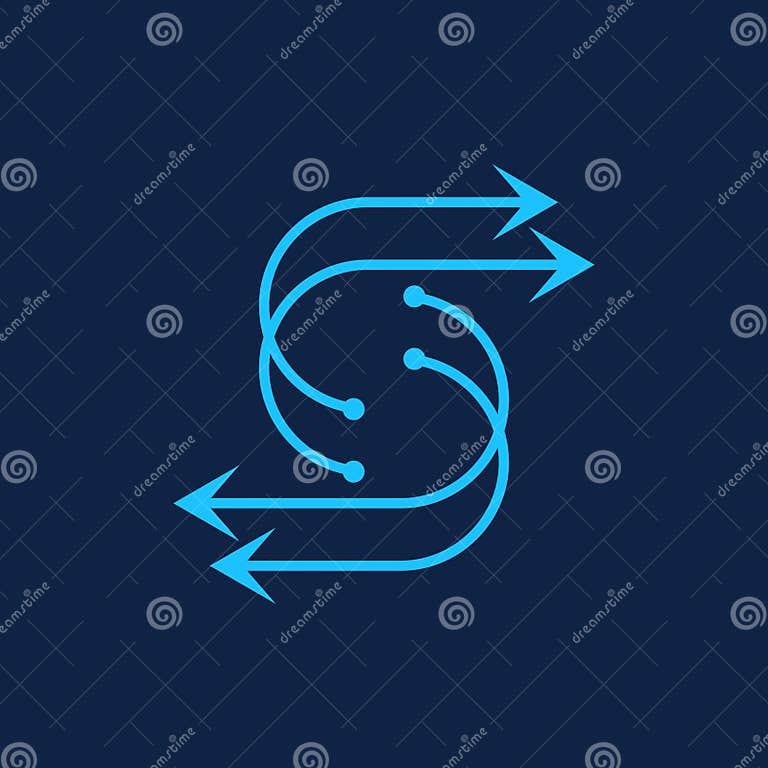 Letter S Tech Arrow Logo, Logo Design Vector. Monogram S-type ...