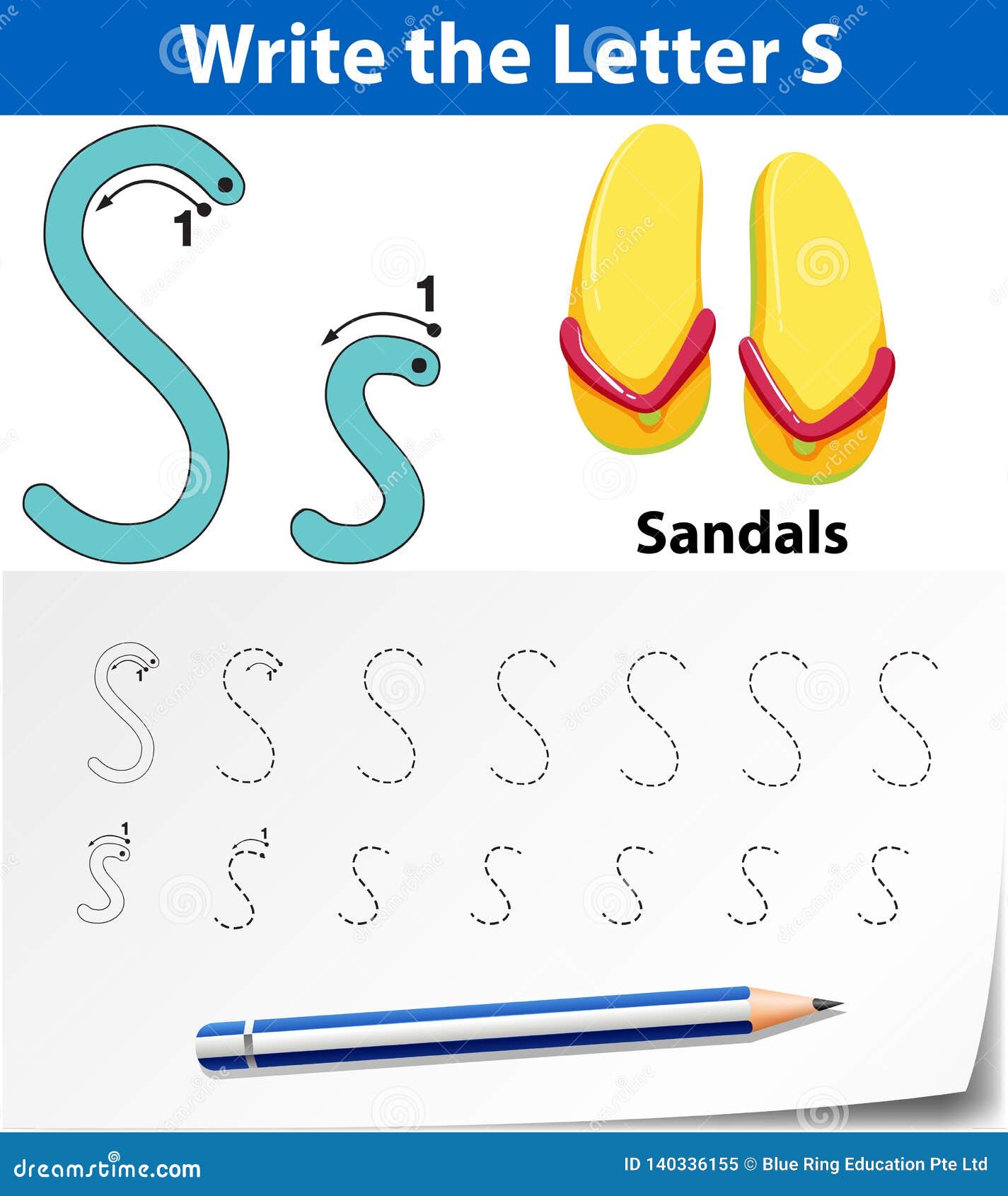 Letter S Tracing Alphabet Worksheets Stock Vector - Illustration of ...