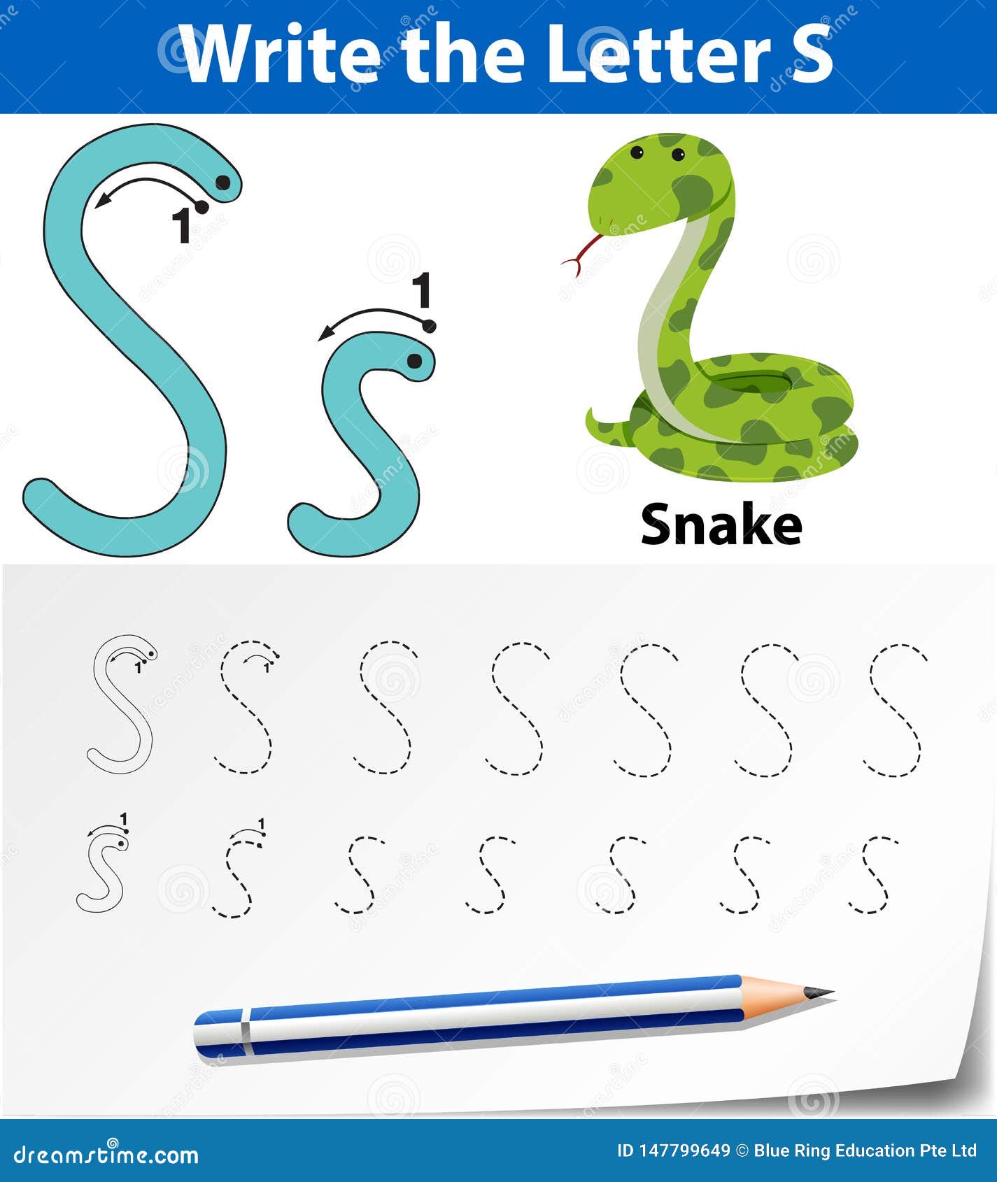 Letter S Tracing Alphabet Worksheets Stock Vector - Illustration of ...