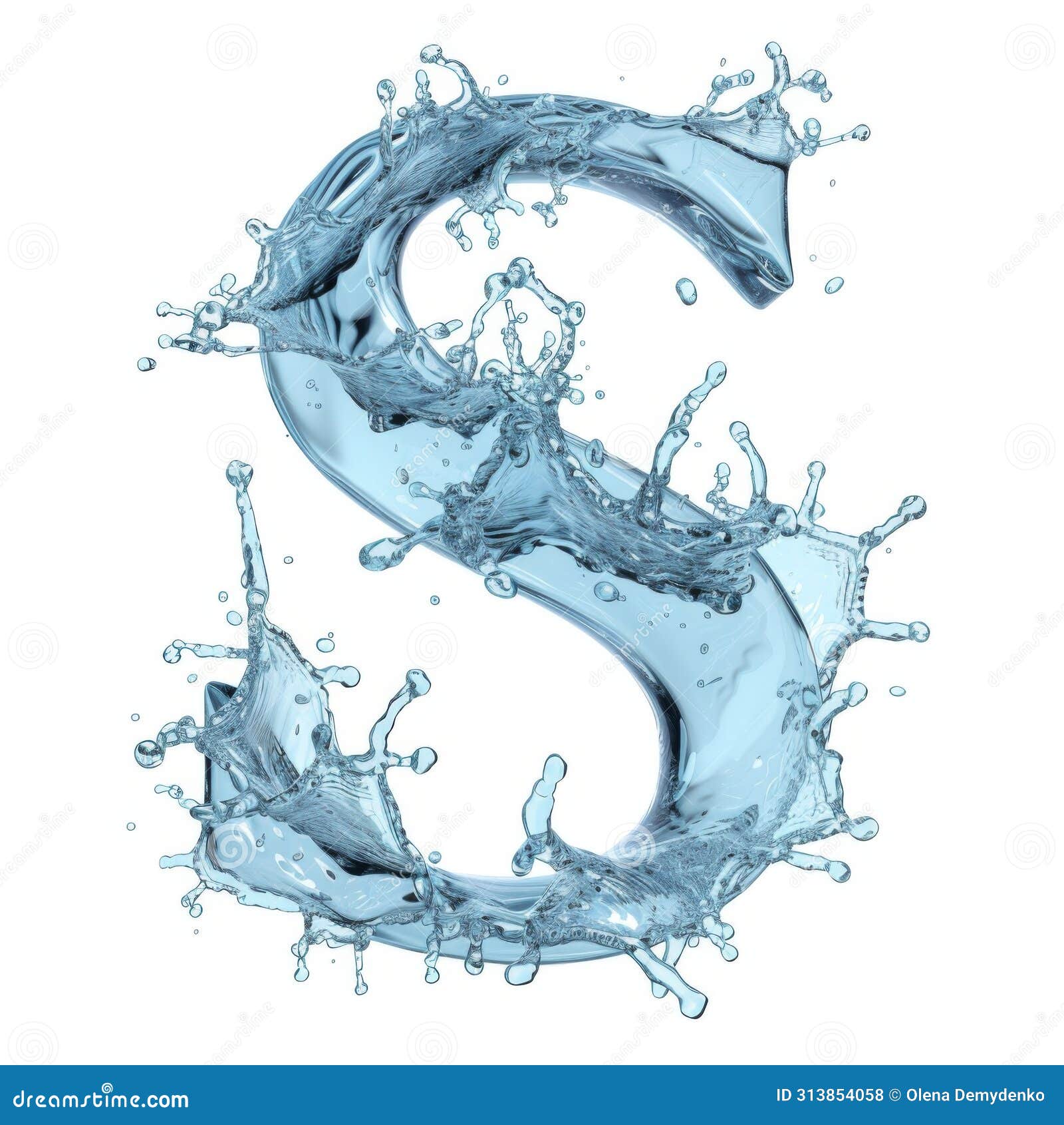 Letter S. Water Splashes Alphabet Isolated on a White Background Stock ...