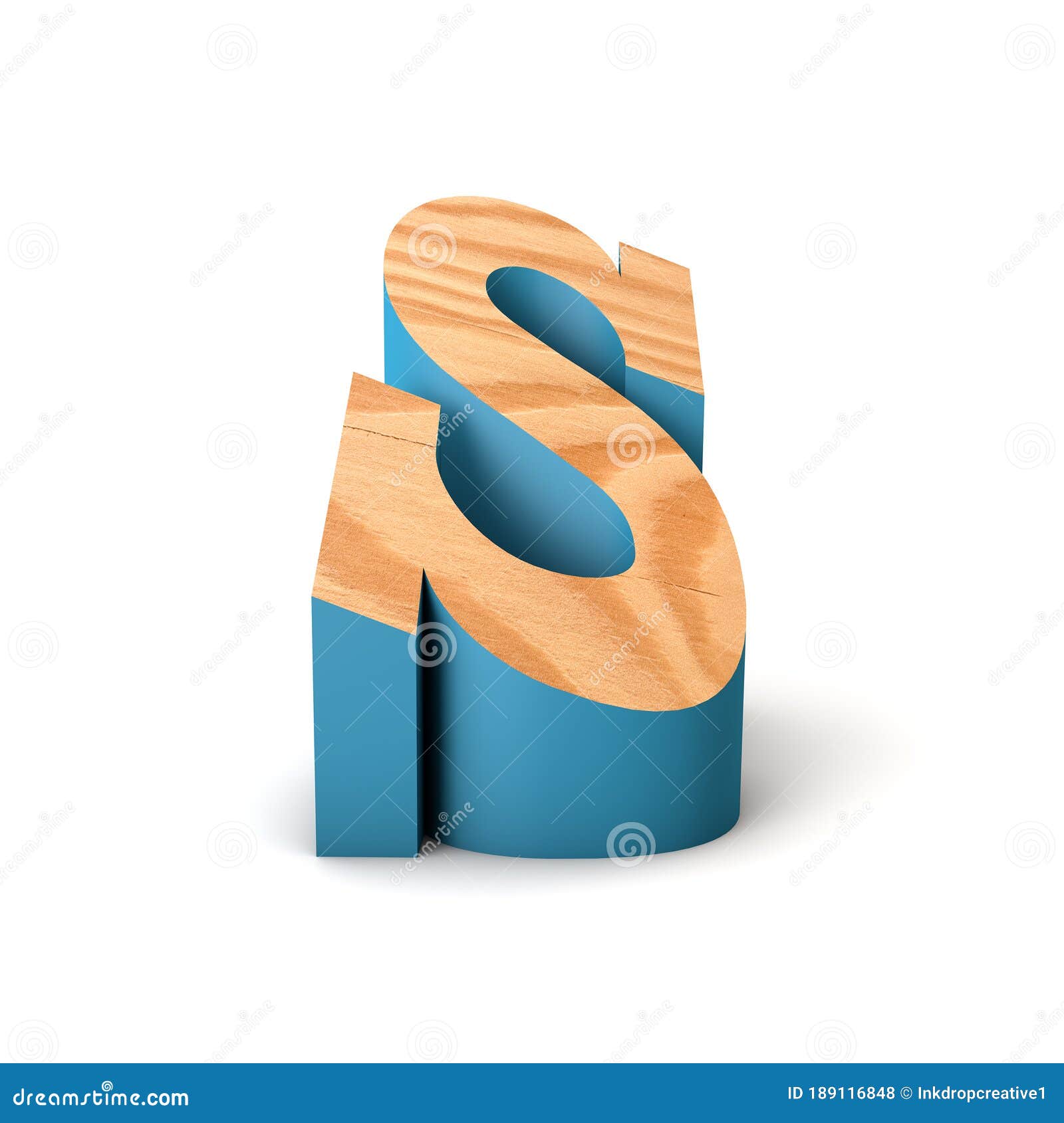 Letter S Wooden Angled Font. 3D Rendering Stock Illustration ...
