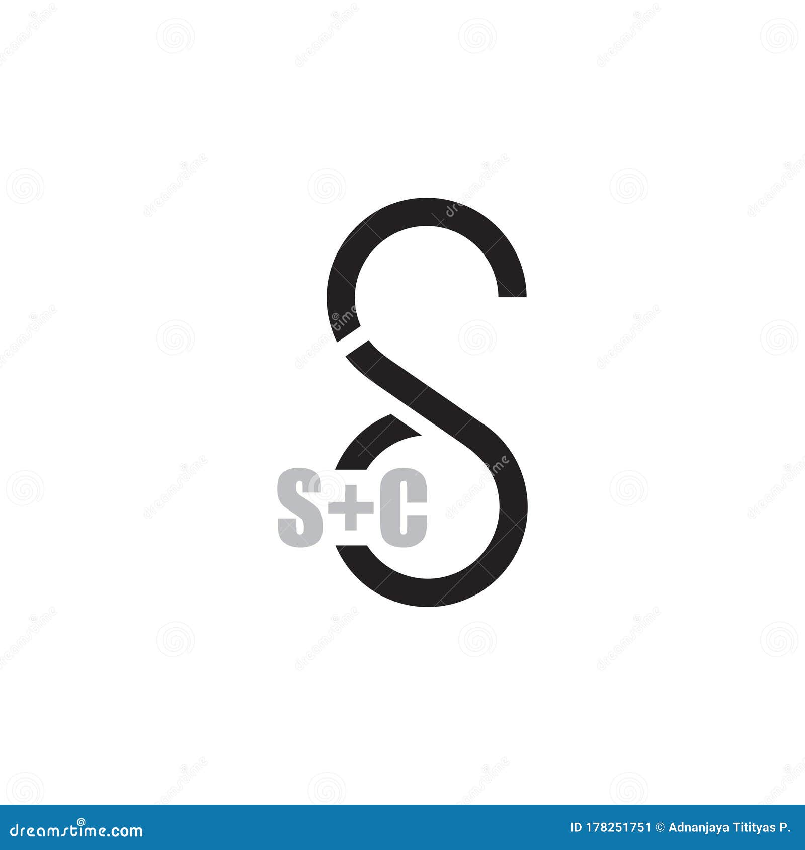 Letter Sc Simple Geometric Loop Line Design Symbol Logo Vector Stock ...
