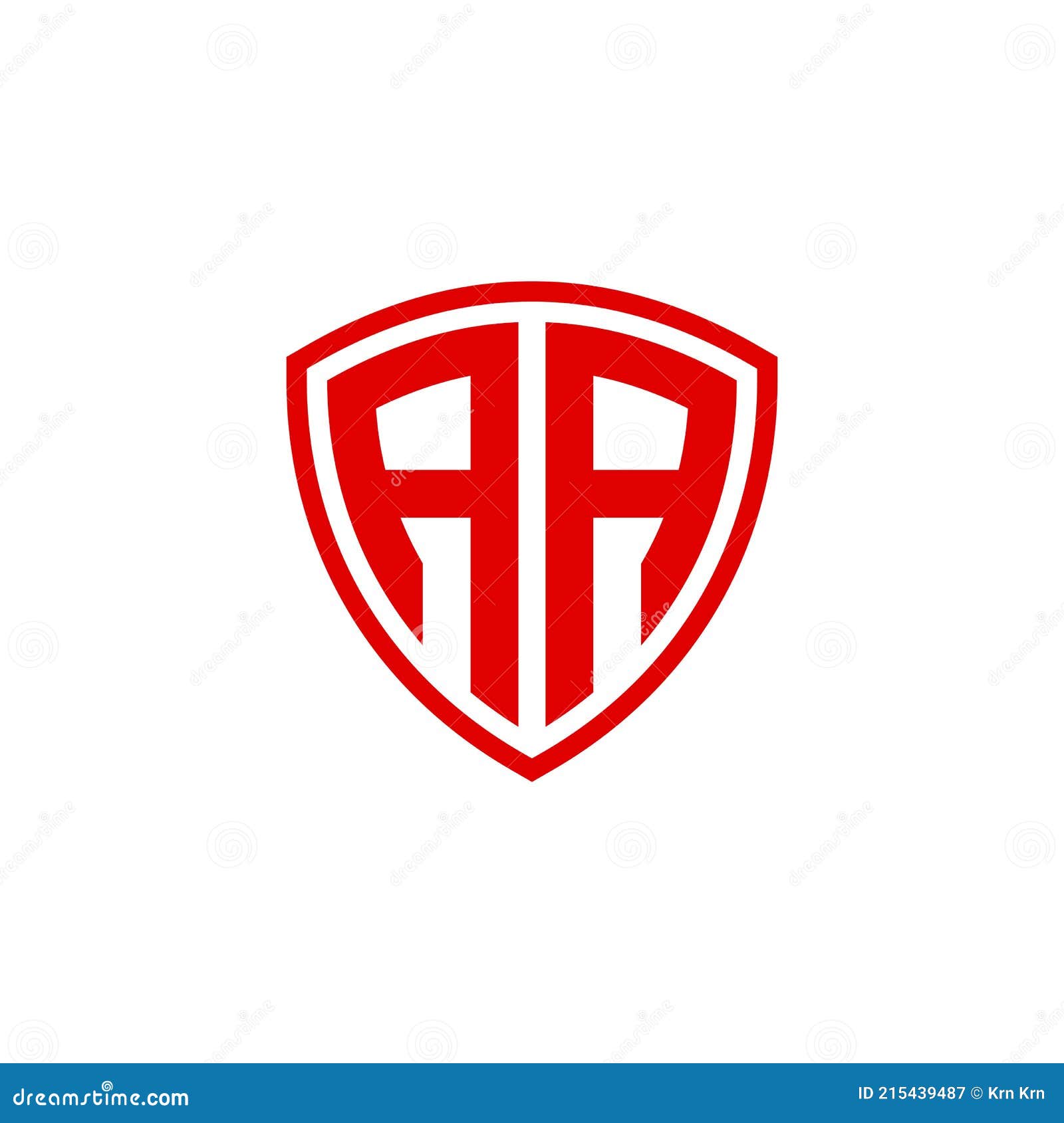 Initial Letter AA with Shield Frame Line Element Stock Illustration ...