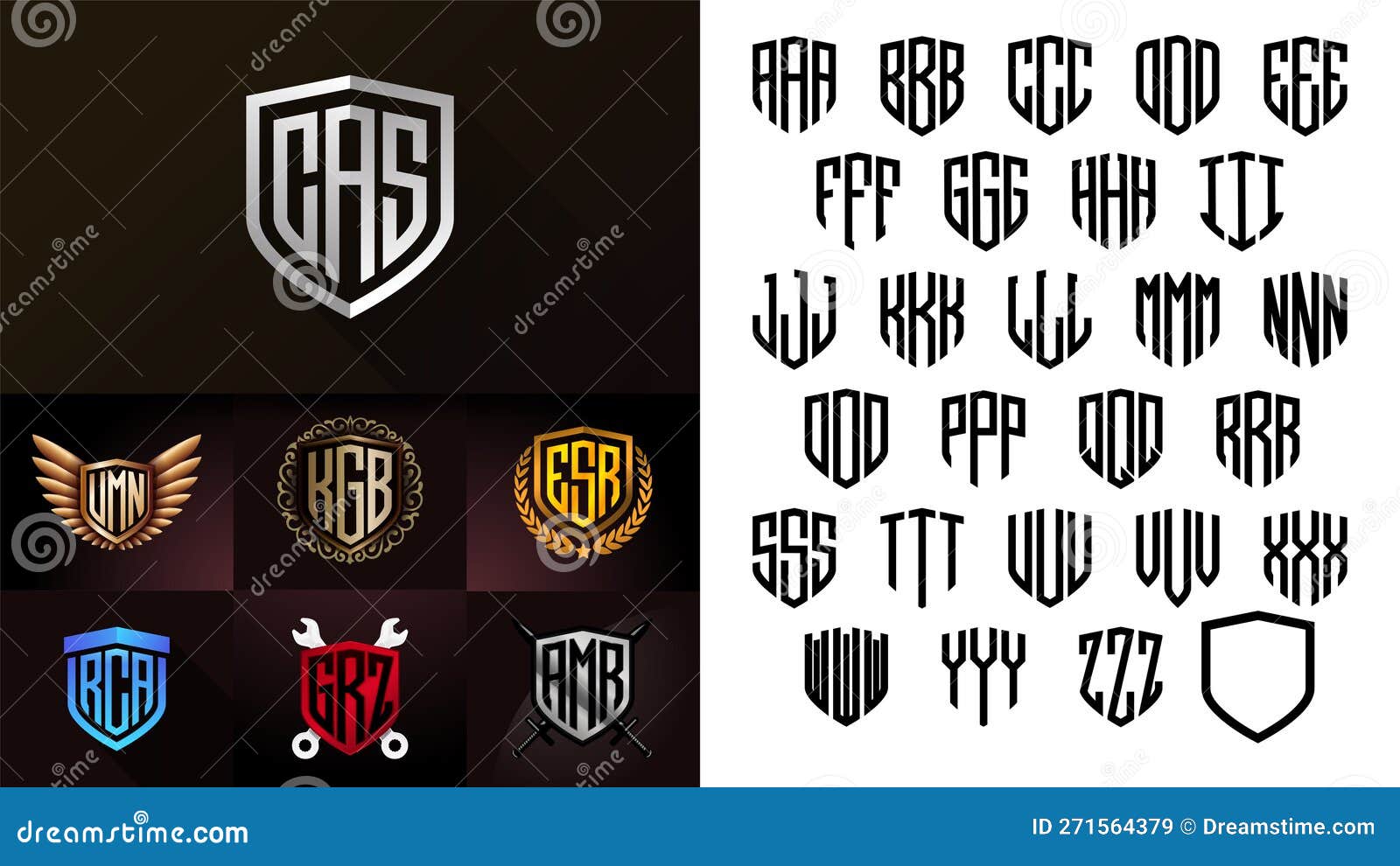 3 Letter Shield Logo Emblem Monogram Abbreviation Seal Vector Stock ...