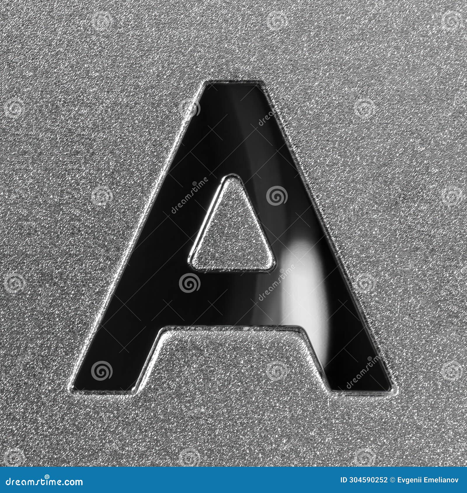 Letter a on a Silver Grained Shiny Metal Surface. English Alphabet ...