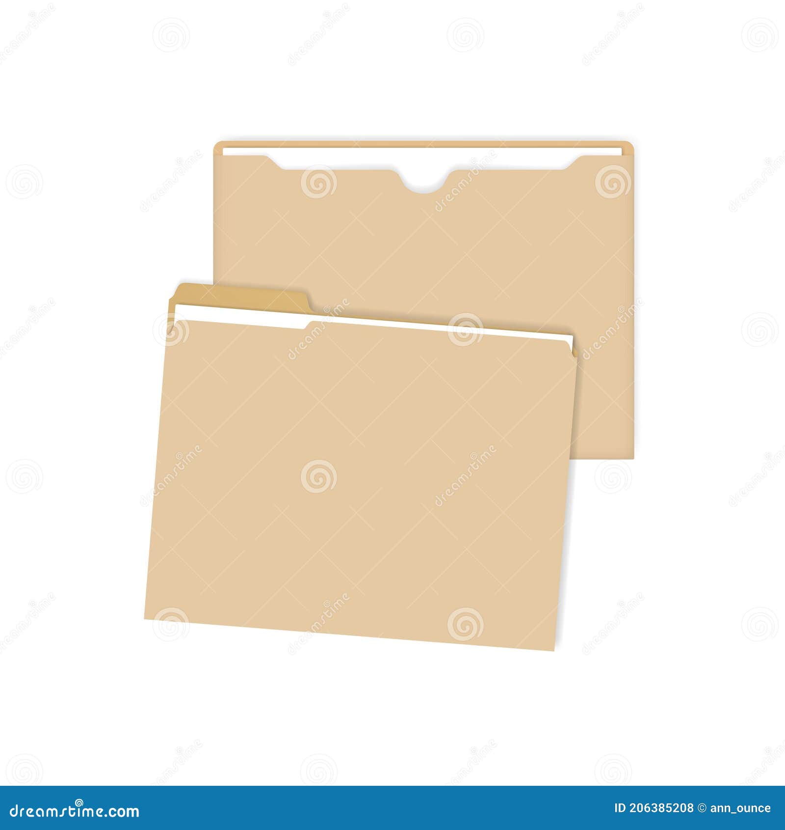 Letter Size Manila Tabbed File Jackets With Paper Sheets Inside Vector ...